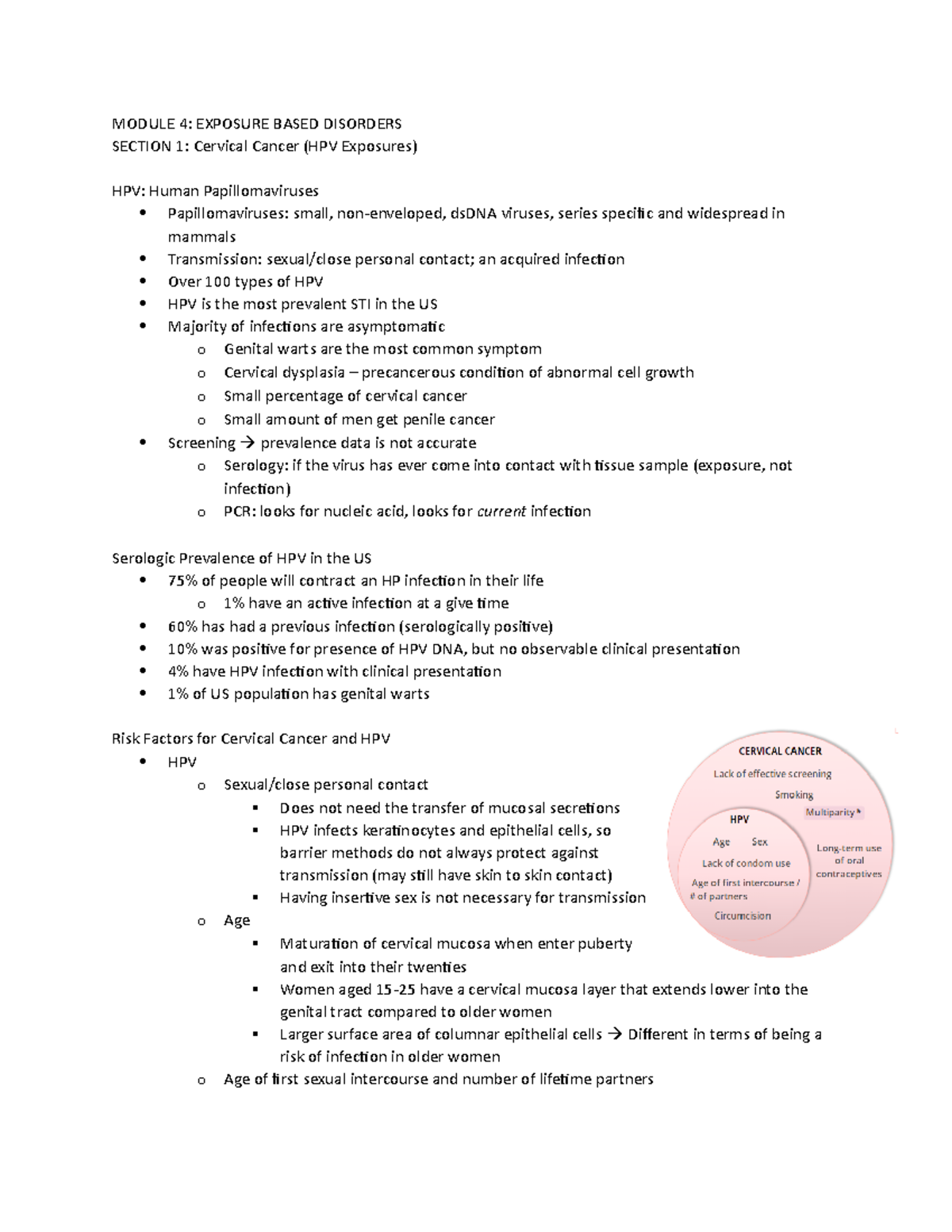 Path310 - MODULE 4: EXPOSURE BASED DISORDERS SECTION 1: Cervical Cancer ...