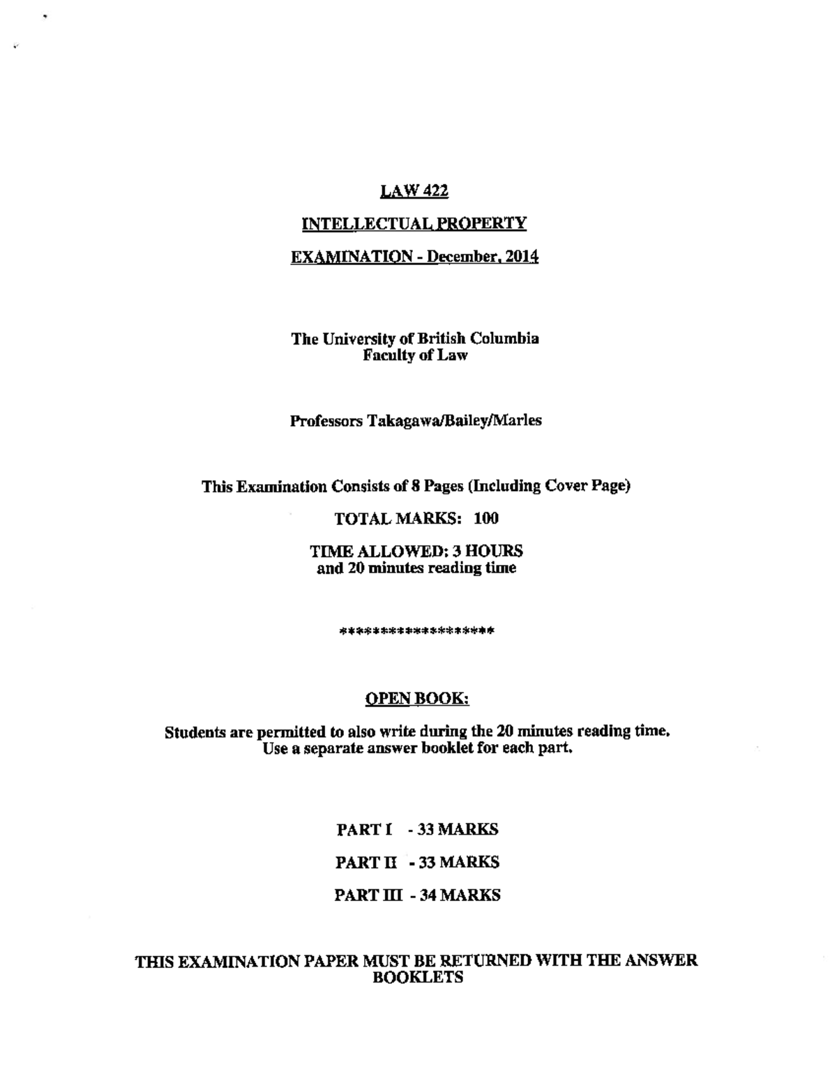 Exam December 2014 Questions Section 1 Warning Decodescan