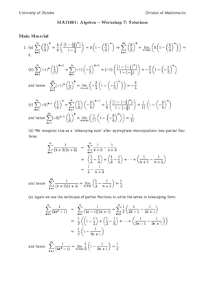 MA11001 Calculus Worksheet 1 Solutions - University of Dundee ...