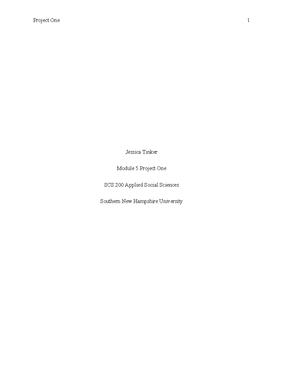 SCS- 200 Module 5 Project One - Jessica Tinker Module 5 Project One SCS ...