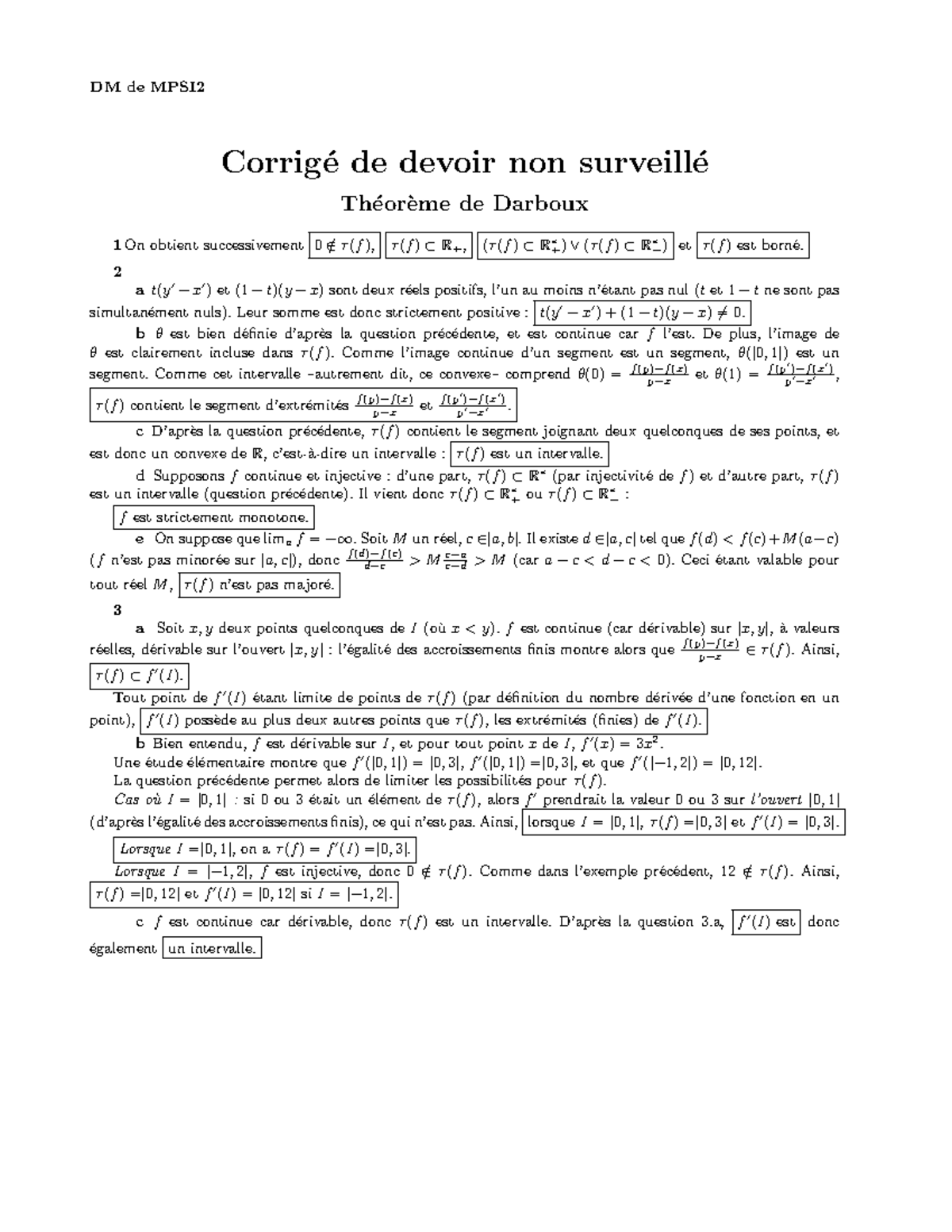 DM Darboux Corrige - beau - DM de MPSI Corrig ́e de devoir non surveill ́e Th ́eor`eme de ...