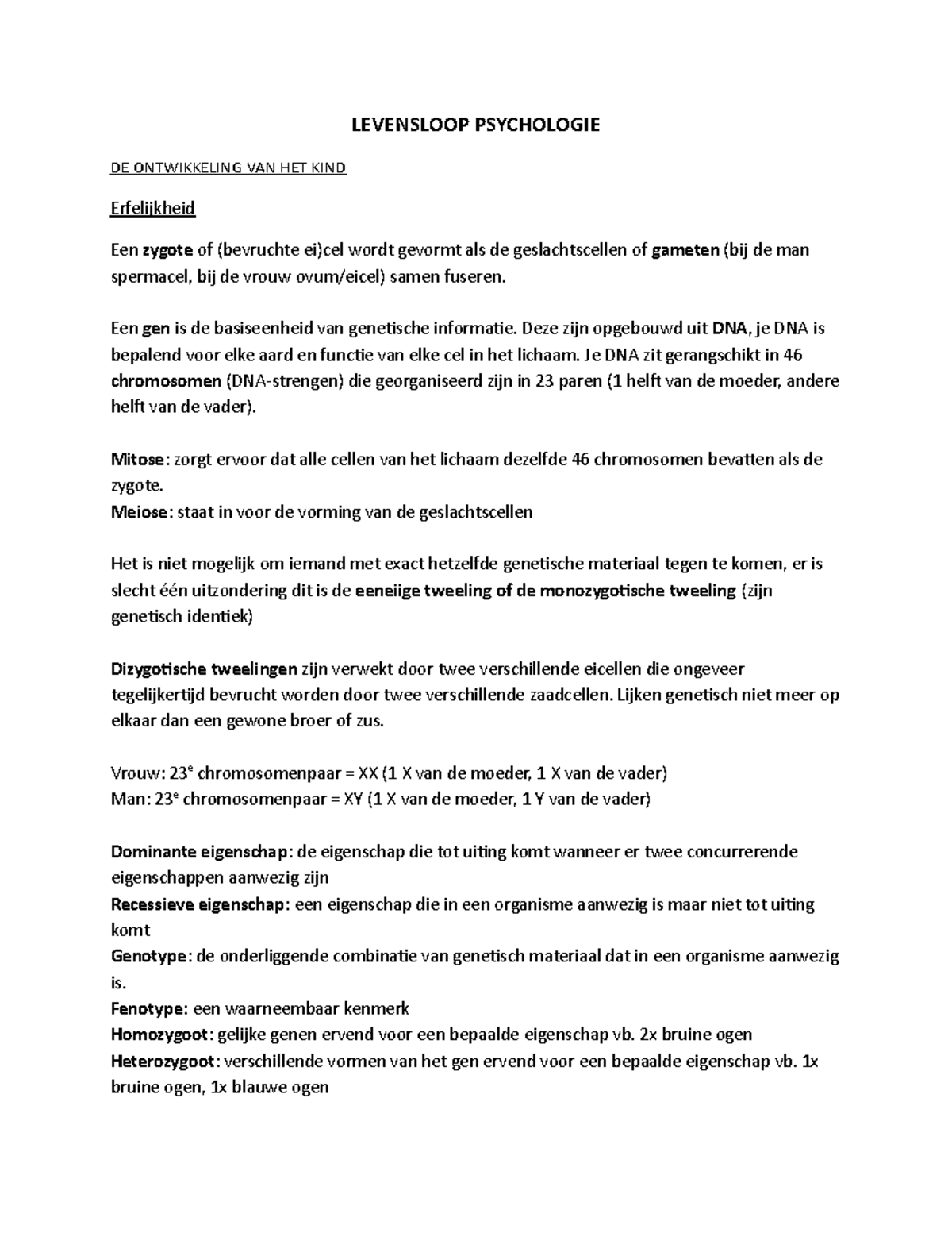 Levensloop Psychologie - LEVENSLOOP PSYCHOLOGIE DE ONTWIKKELING VAN HET ...