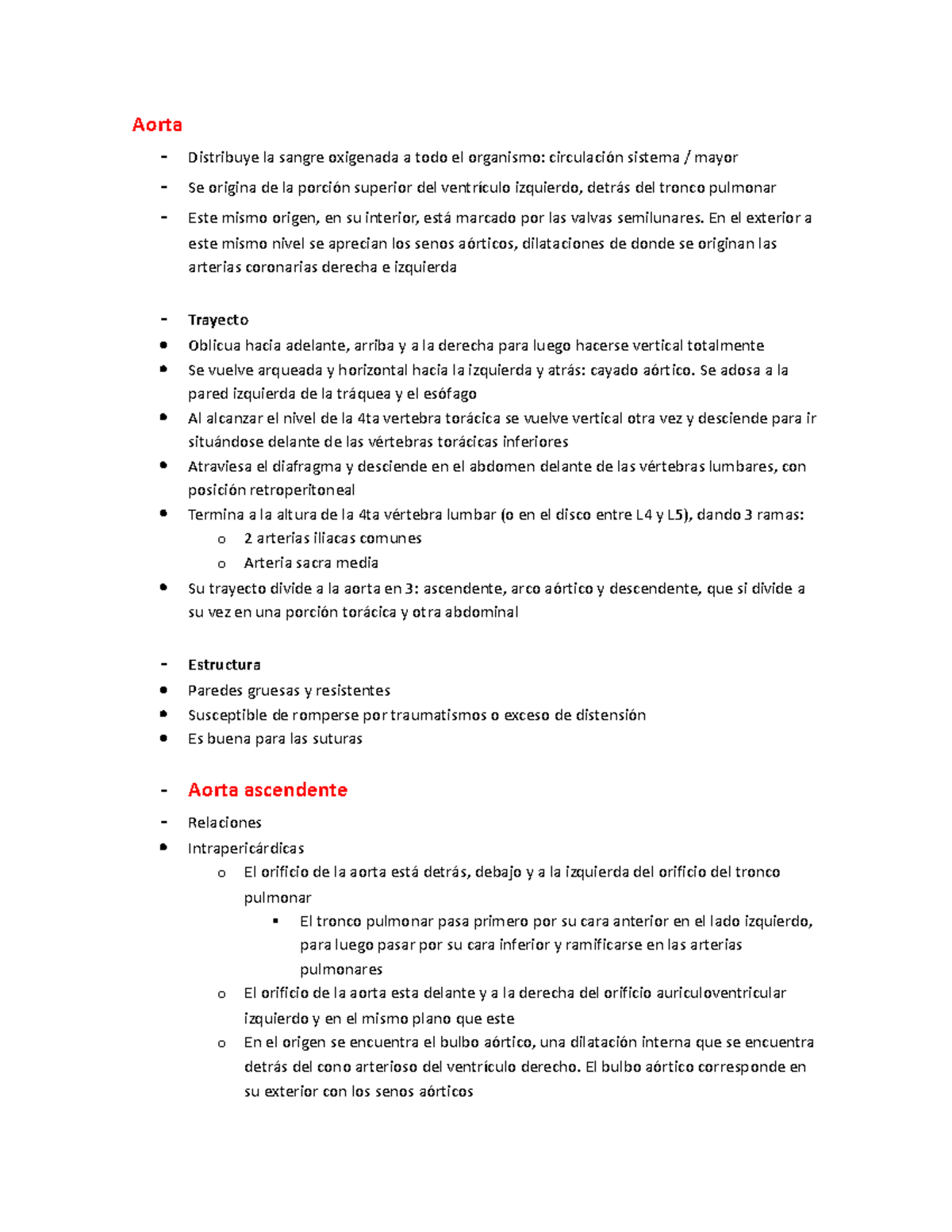 14. Grandes vasos y mediastino posterior - Aorta Distribuye la sangre ...