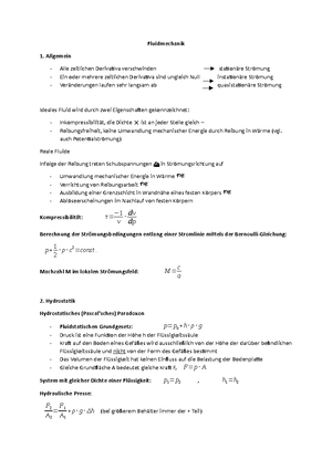 Strömungsmechanik Formelsammlung, Strömungslehre - Allgemeines ...