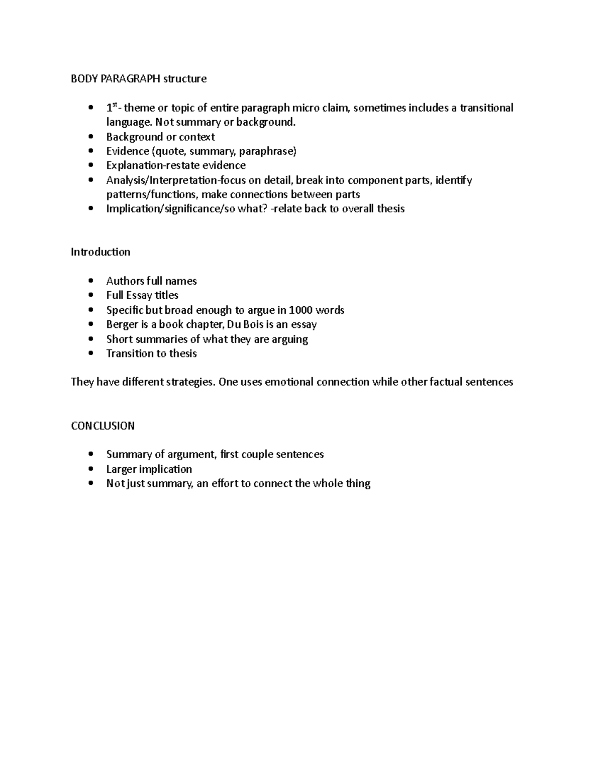 Essay BODY Paragraph structure - BODY PARAGRAPH structure 1 st- theme ...