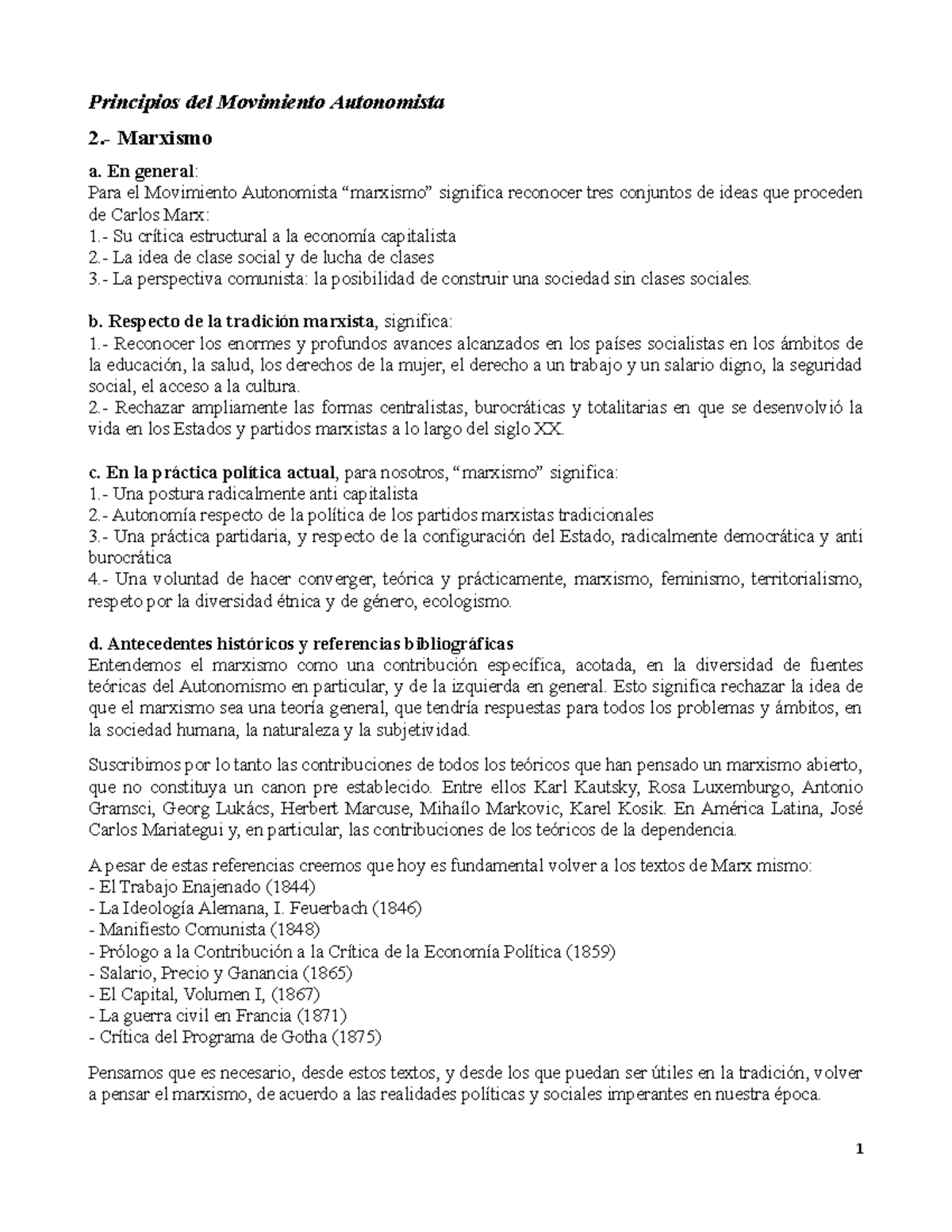 Principios MA - N°2 Marxismo - Principios del Movimiento Autonomista 2 ...
