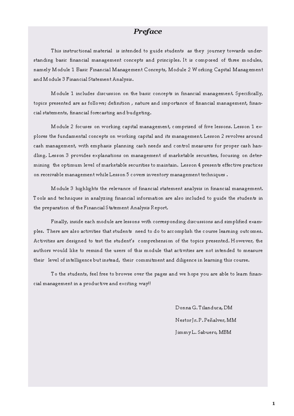 FMPR 1 Module - lecture notes - ####### Preface This instructional ...