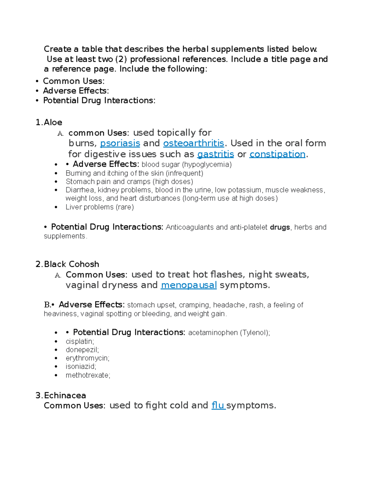 Document - ecpi - Fundamentals of Nursing - Create a table that ...