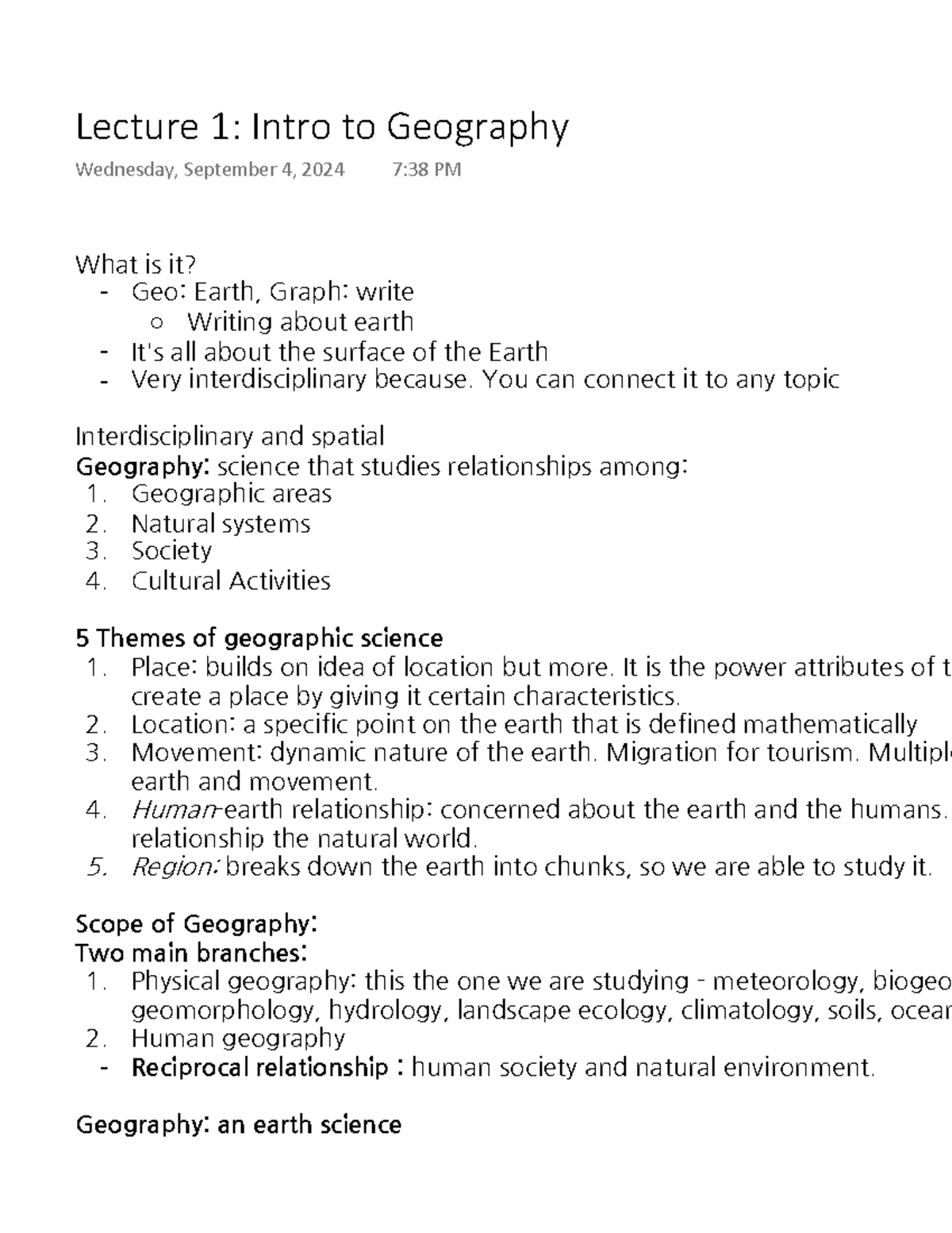 Lecture 1 Intro to Geography - Whatisit? Geo:Earth,Graph:write ...
