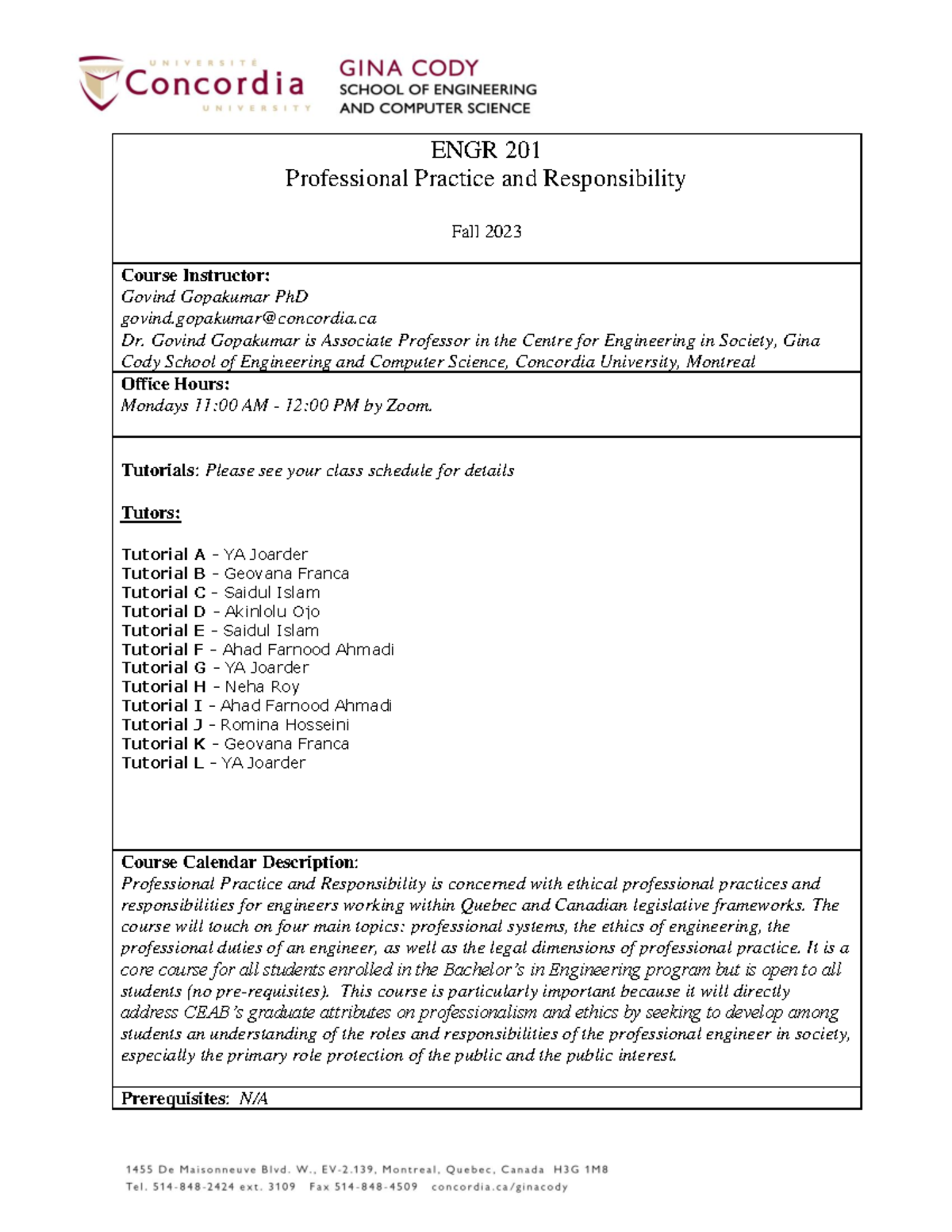 ENGR 201 - ENGR 201 - ENGR 201 Professional Practice and Responsibility ...