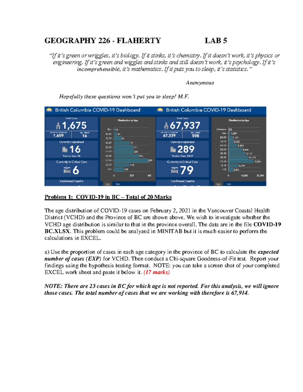 226 Lab 5 - as i watcg - GEOGRAPHY 226 - FLAHERTY LAB 5 “If it’s green ...