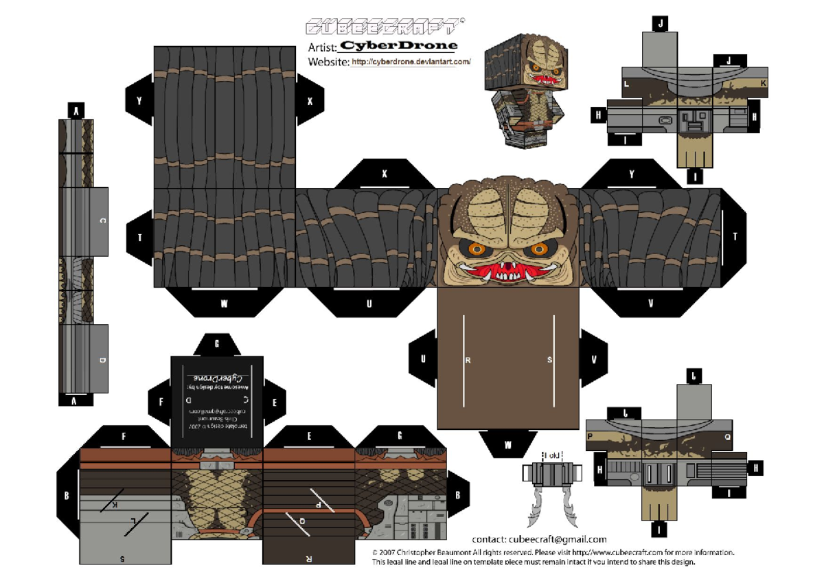 Predator unmasked paper toy paper craft - J Artist: CyberDrone Website ...