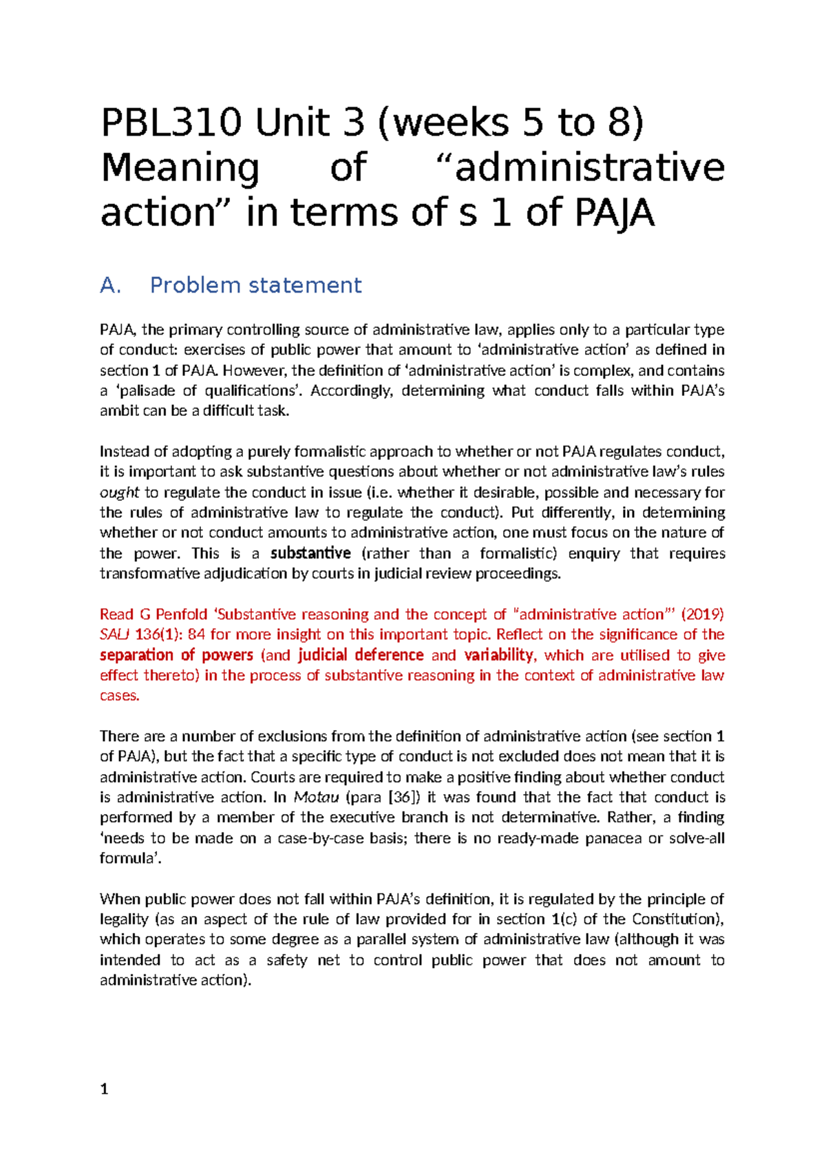 PBL310 Unit 3 Study Notes Mar 2023(1) - Tagged - PBL310 Unit 3 (weeks 5 ...