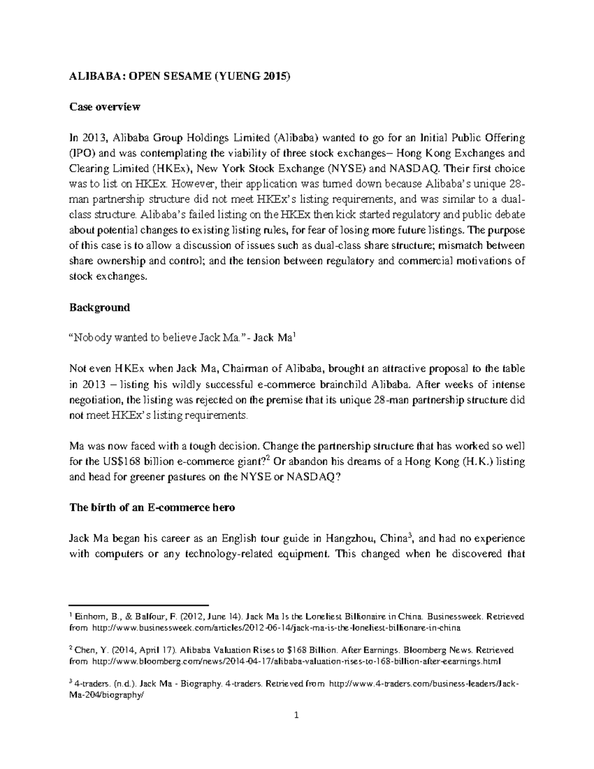 Alibaba-CASE - prueba - ALIBABA: OPEN SESAME (YUENG 2015) Case overview ...