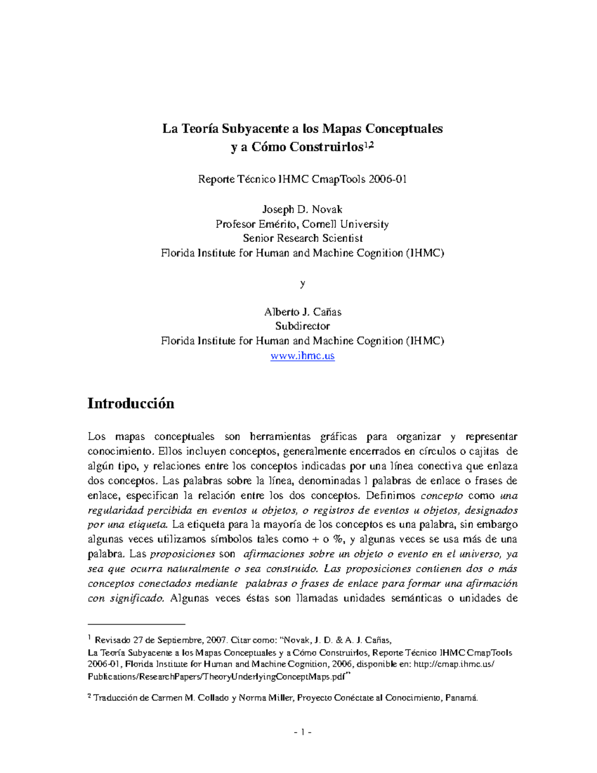 Novak y Cañas - Teoría y uso de mapas conceptuales Actividad Introductoria - La Teoría ...