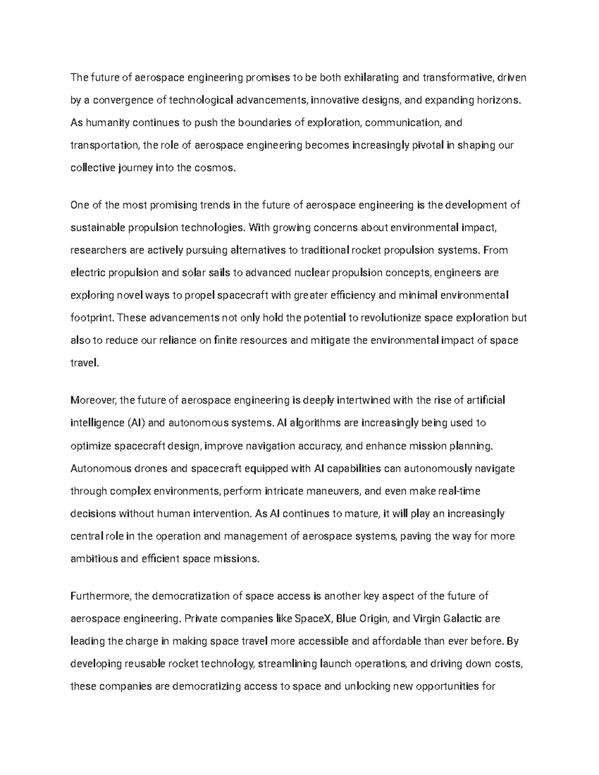 The Future of Aerospace Engineering - As humanity continues to push the ...