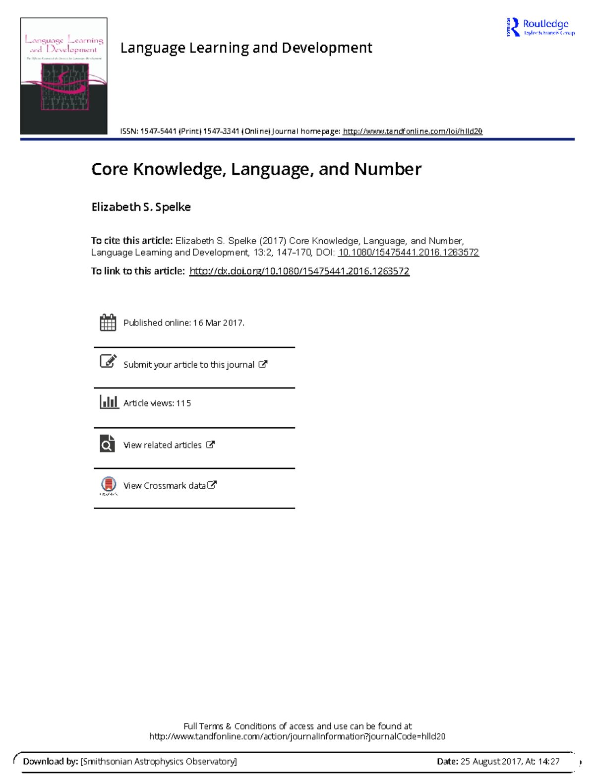 Core Knowledge Language And Number-Spelke-2017 - Full Terms ...