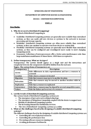 Syllabus - Syallabus - CS 3551 DISTRIBUTED COMPUTING L T P C 3 0 0 3 COURSE OBJECTIVES: To - Studocu