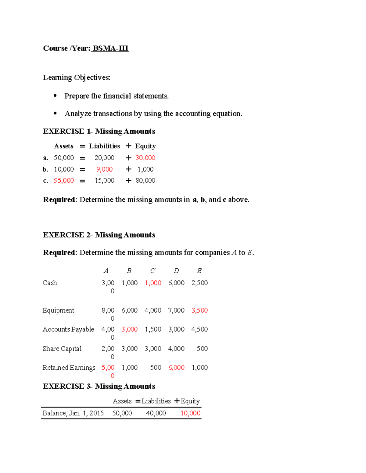 Intermediate-Intro-Review - Course /Year: BSMA-III Learning Objectives ...