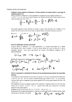 Formule Matematica Finanziaria prof. De Giuli - Studocu