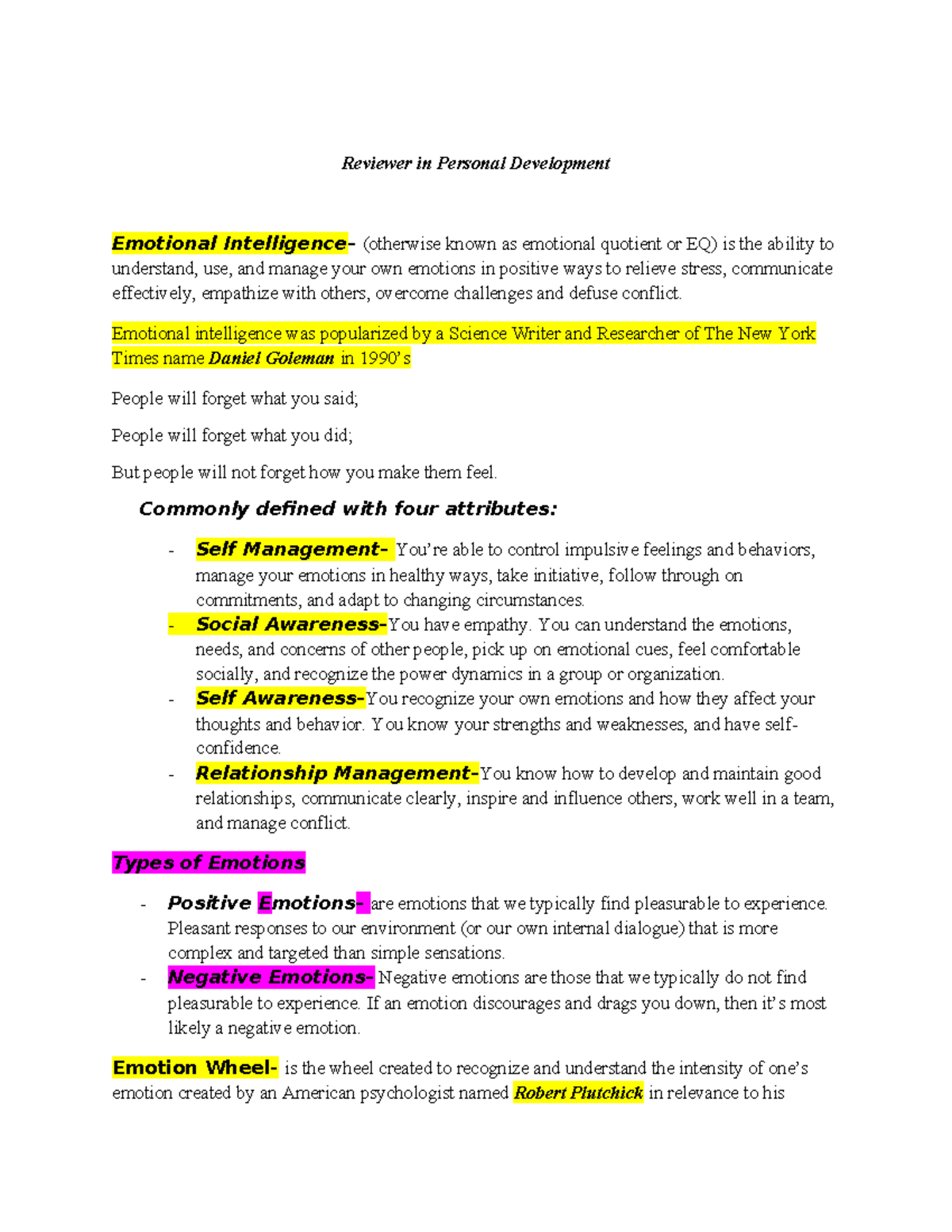 Reviewer in Personal Development - Reviewer in Personal Development ...