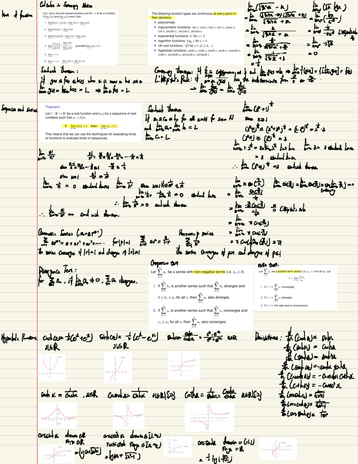 Notes - Calculus 2 Summary Notes 1in:•( Ft - a) ¥50,6T a) limit of ...
