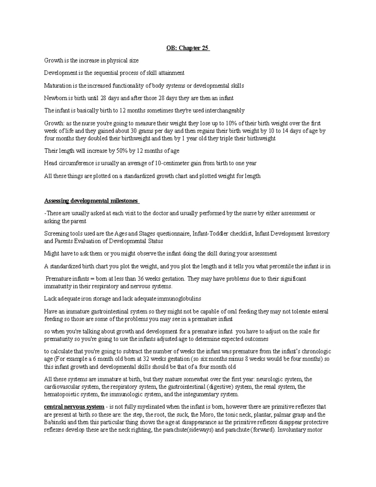OB-Chapter-25 - Pregnancy - OB: Chapter 25 Growth is the increase in physical size Development ...