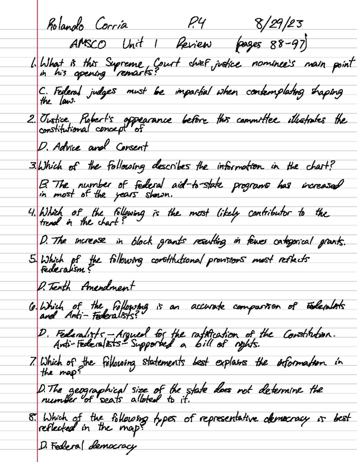 Amsco Unit 1 Review - Nice and simple - Rolando Corria 14 8/29/ AMSCO ...