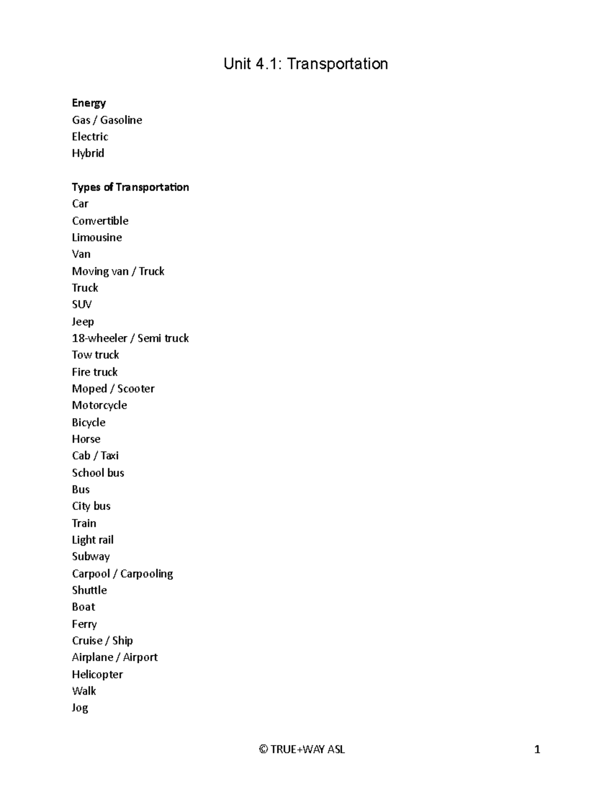 Unit 4.1-4.4 Vocabulary List - Unit 4: Transportation Energy Gas ...