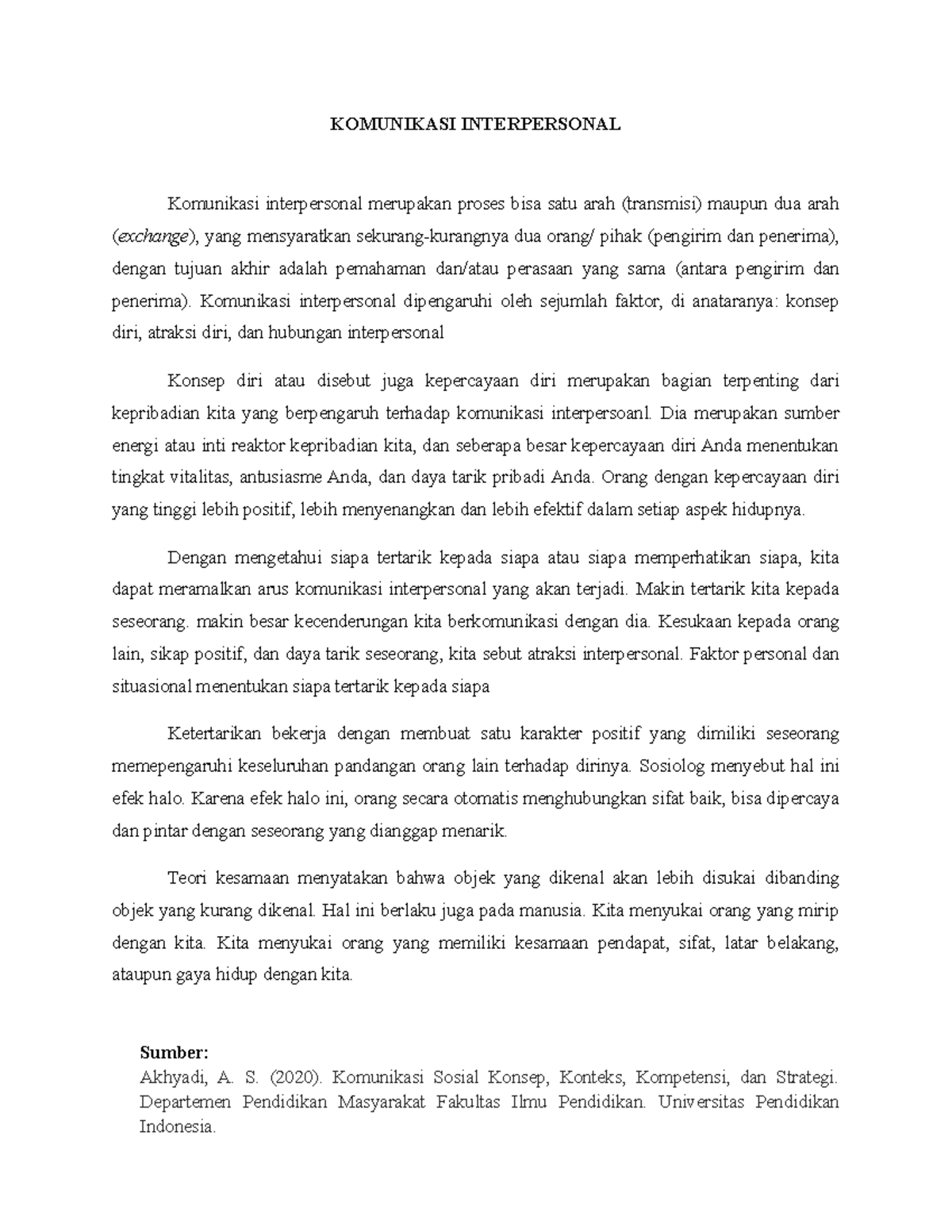 Komunikasi Interpersonal Komunikasi Interpersonal Komunikasi Interpersonal Merupakan Proses 