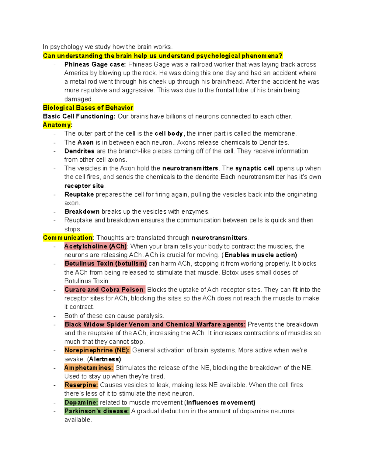 Biology of the Mind Lecture - In psychology we study how the brain ...