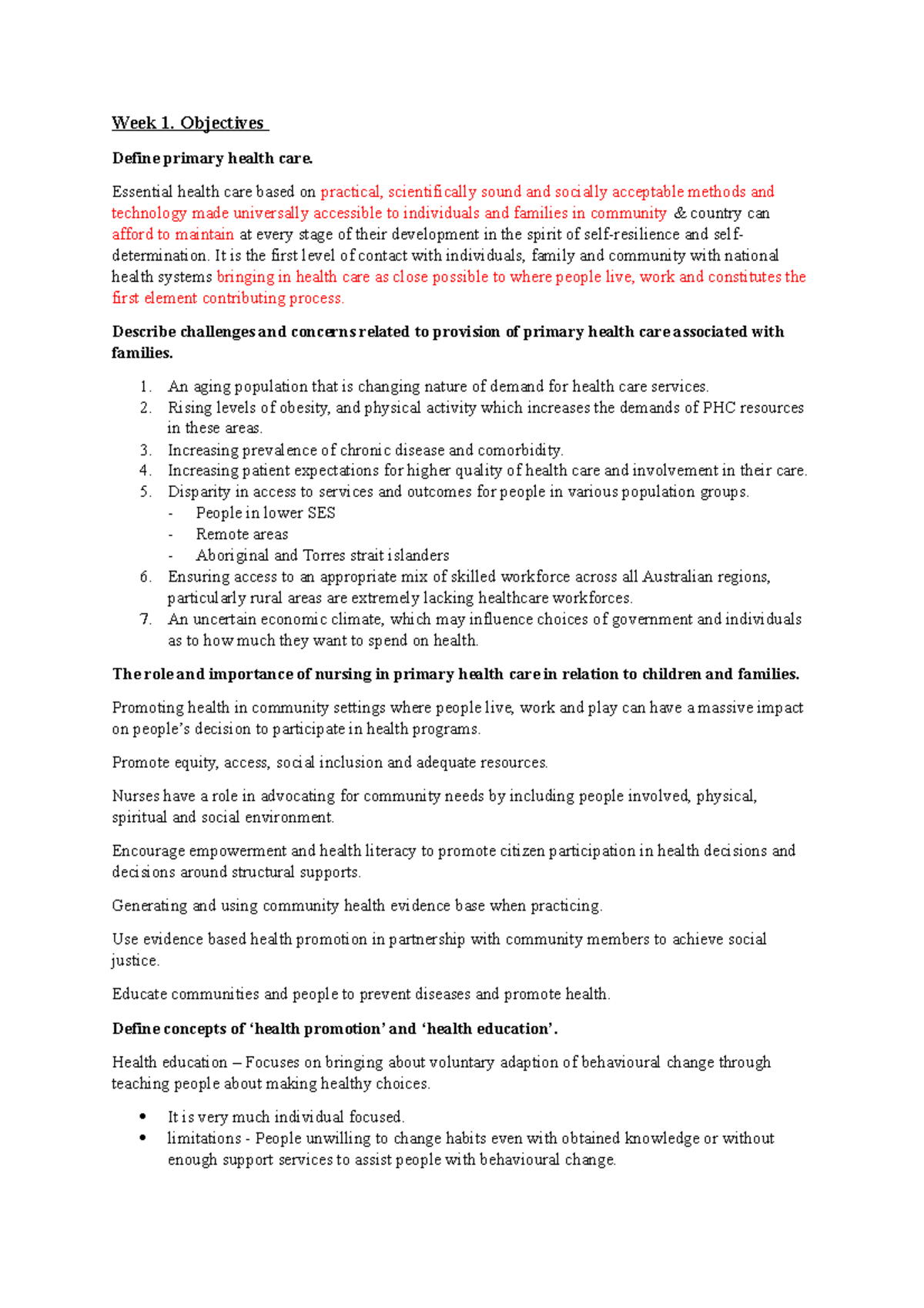 Objectives - All the info of PHC 2 is on there - Week 1. Objectives ...