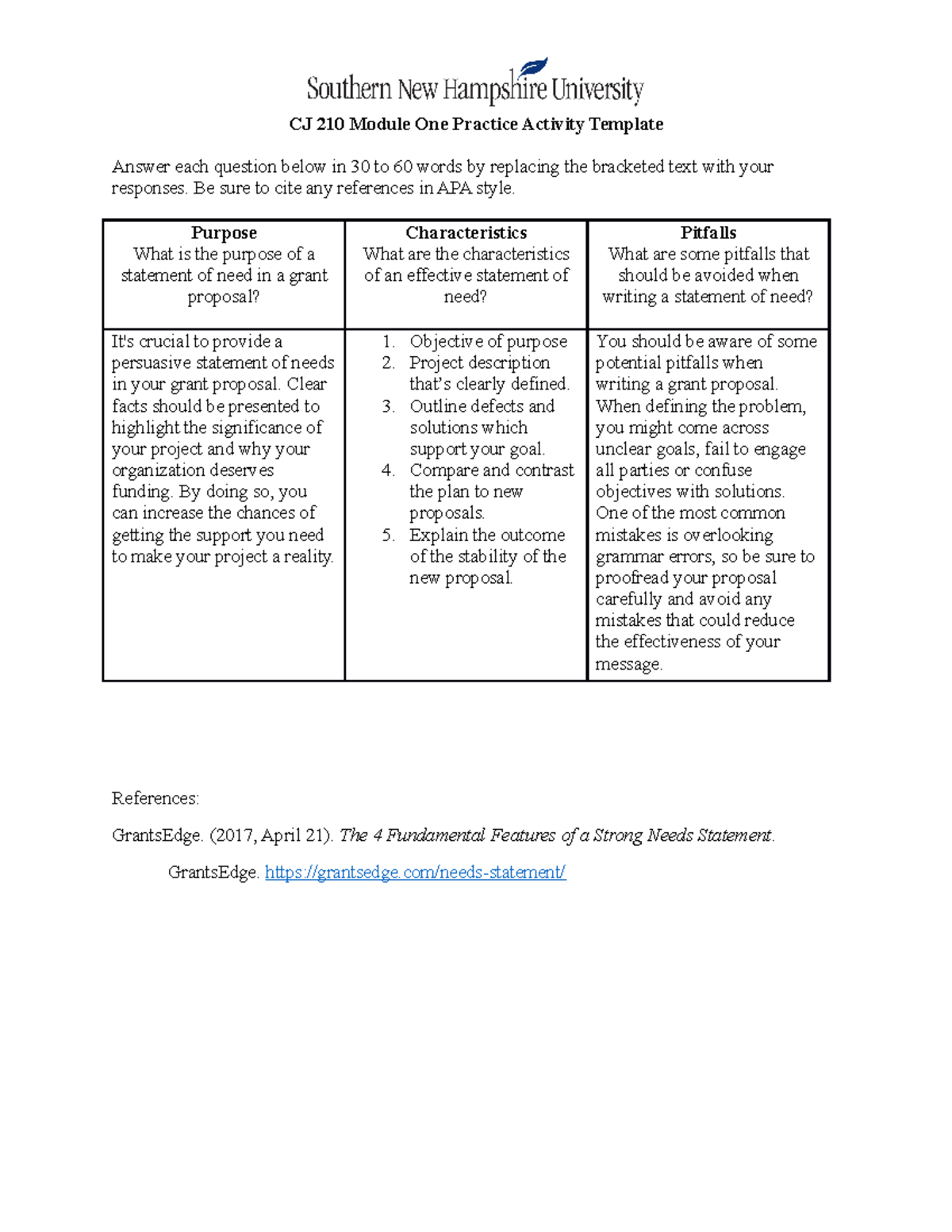 CJ 210 Module One Practice Activity - Be sure to cite any references in ...
