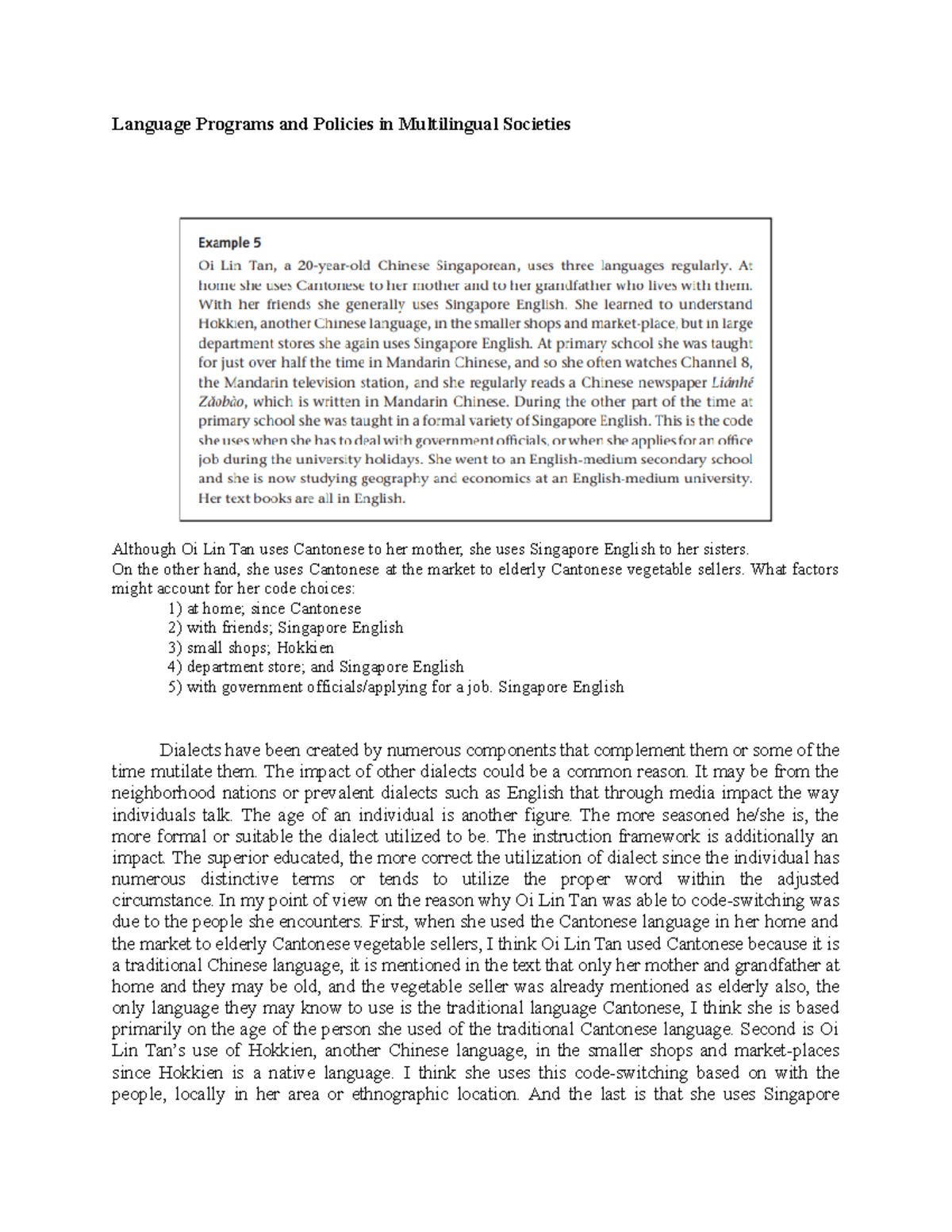 Paragraph Analysis Language Programs and Policies in Multilingual Societies - Language Programs ...