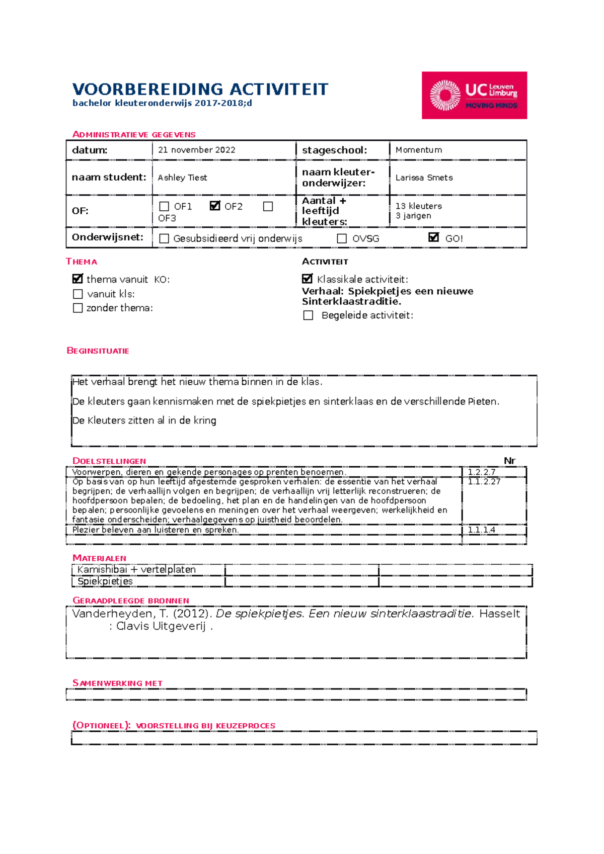 Verhaal Spiekpietjes Sinterklaastraditie - VOORBEREIDING ACTIVITEIT ...