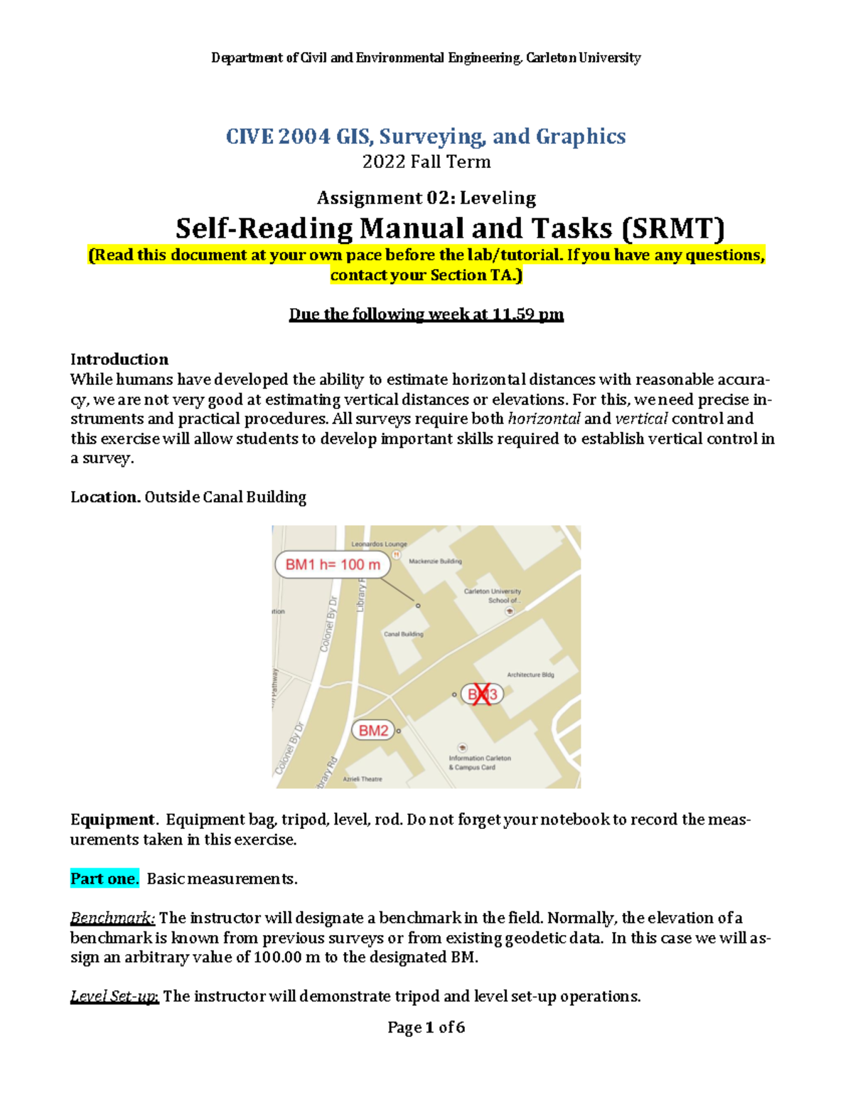 CIVE 2004 Assignment 2 SRMT F22 - CIVE 2004 GIS, Surveying, and ...