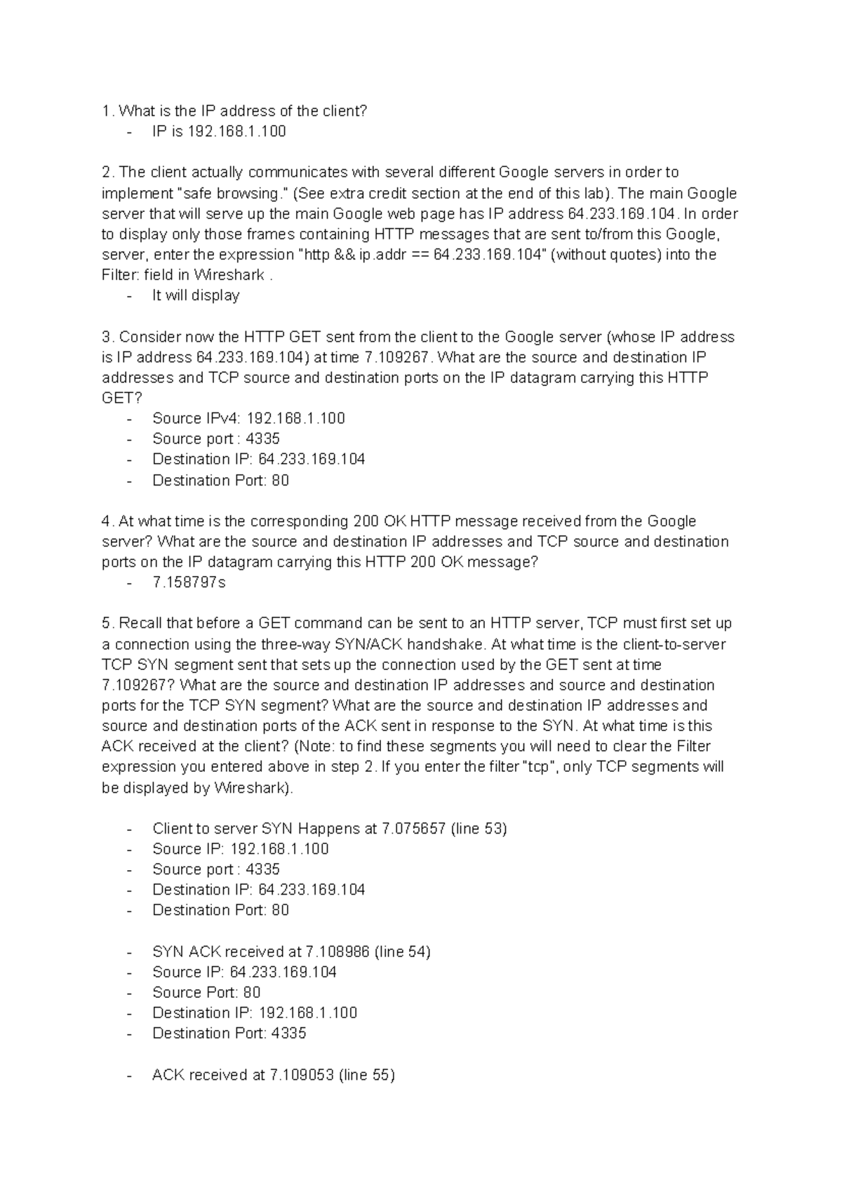 Net Fun week 8 - What is the IP address of the client? IP is 192.168 ...
