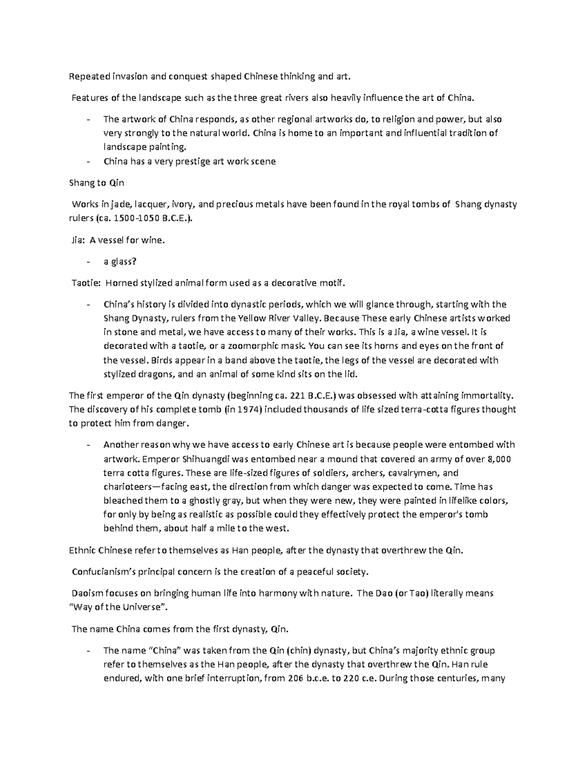 Art notes 2 - Repeated invasion and conquest shaped Chinese thinking ...