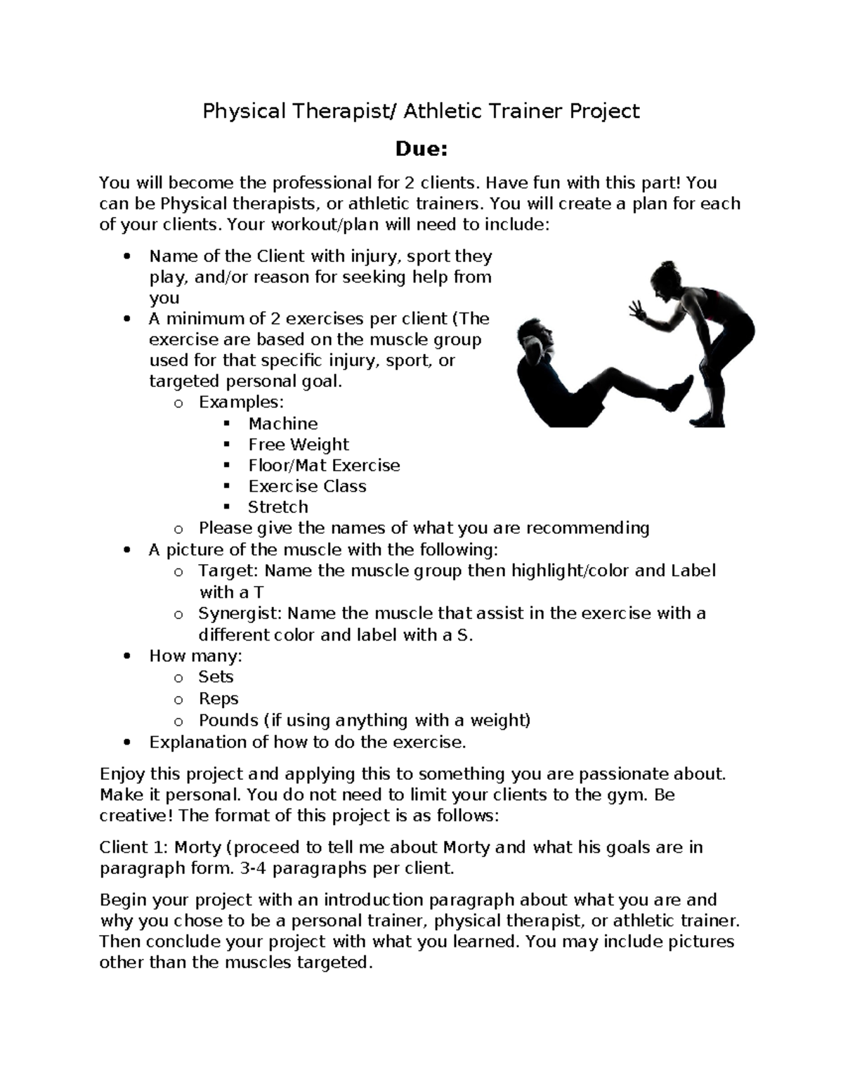 Personal Trainer Project - Physical Therapist/ Athletic Trainer Project ...