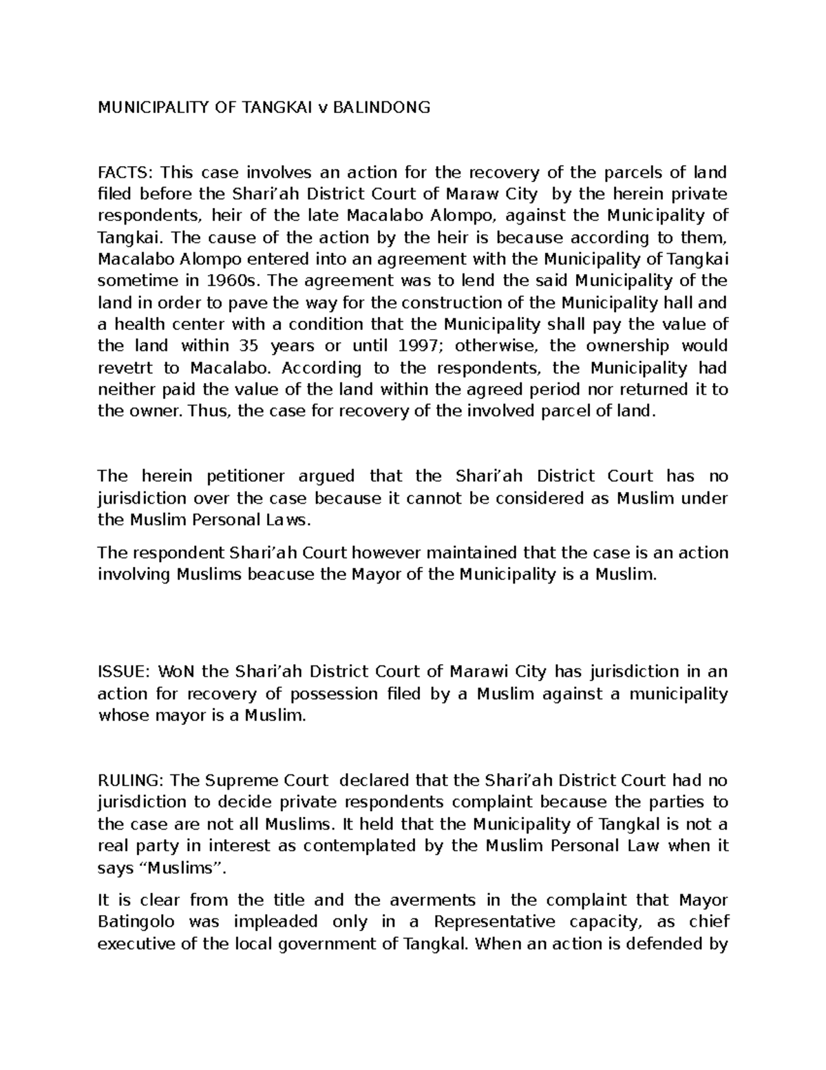 Document 3 - Case digest of RULONA AL-AWADHI v ASTIH - MUNICIPALITY OF ...