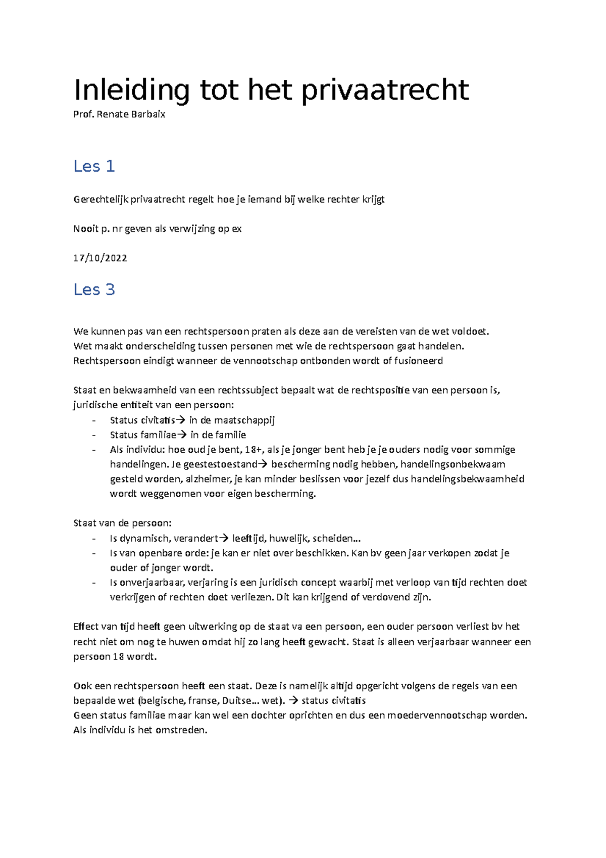 Inleiding tot het privaatrecht - Renate Barbaix Les 1 Gerechtelijk ...
