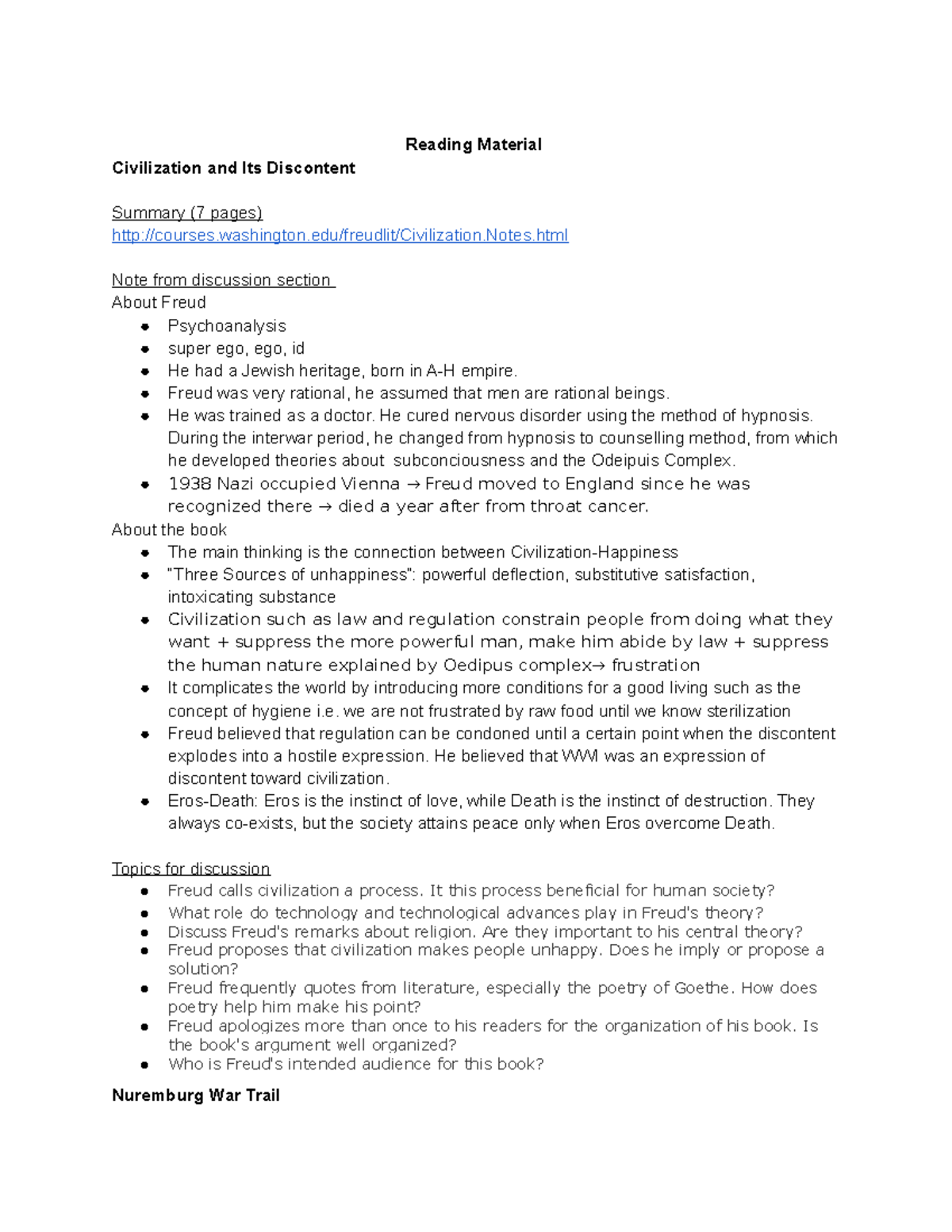 History Final Notes on Reading and Quotation - Reading Material ...