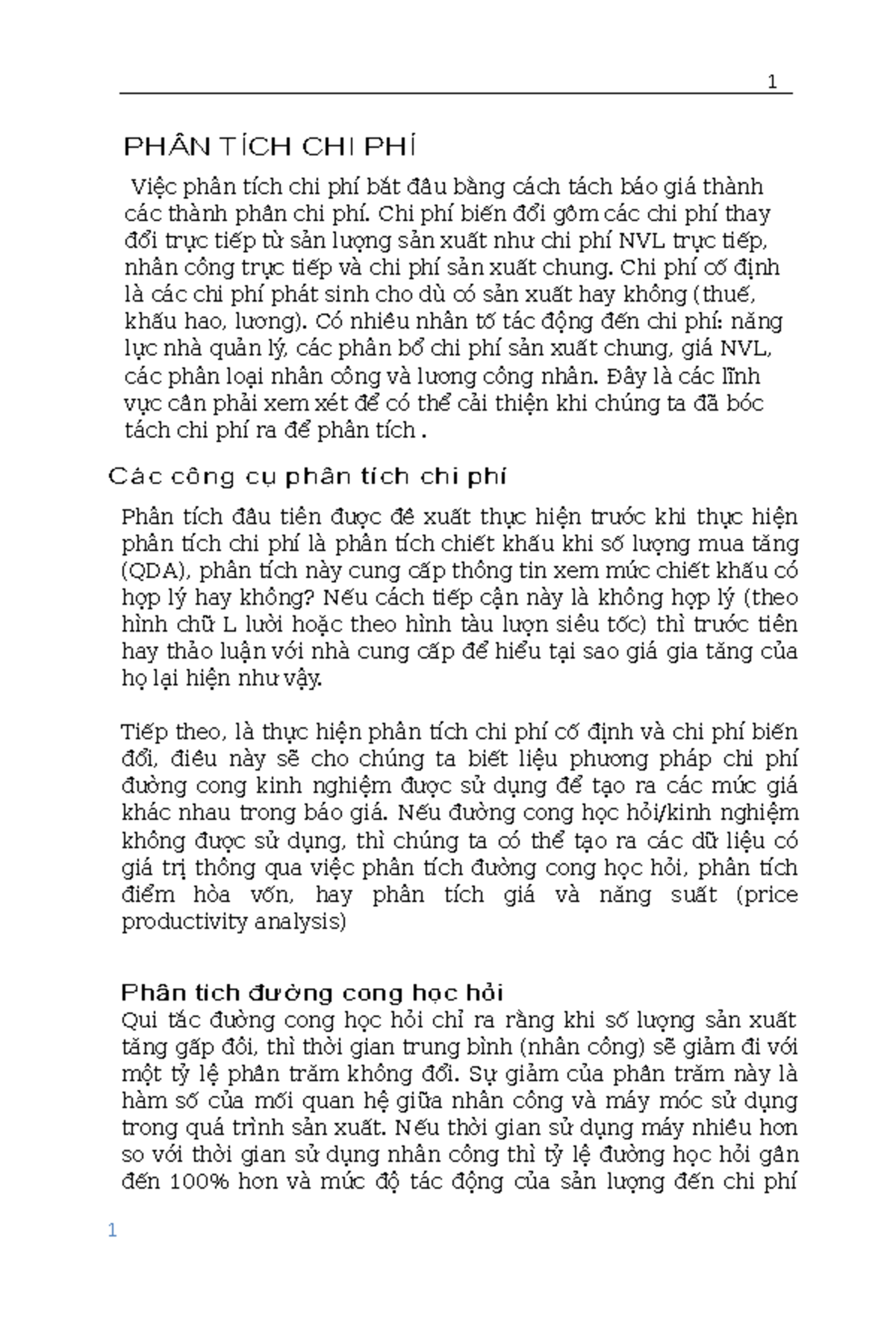 Phân tích giá và chi phí nhà cung cấp - PHÂN TÍCH CHI PHÍ Việc phân t椃Āch chi ph椃Ā bắt đầu bằng ...