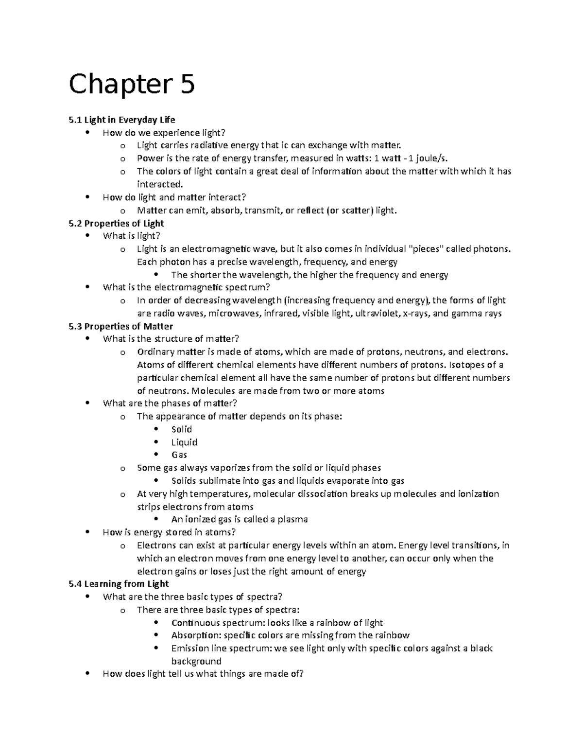 Chapter 5 Learning Goals - Chapter 5 5 Light in Everyday Life How do we ...