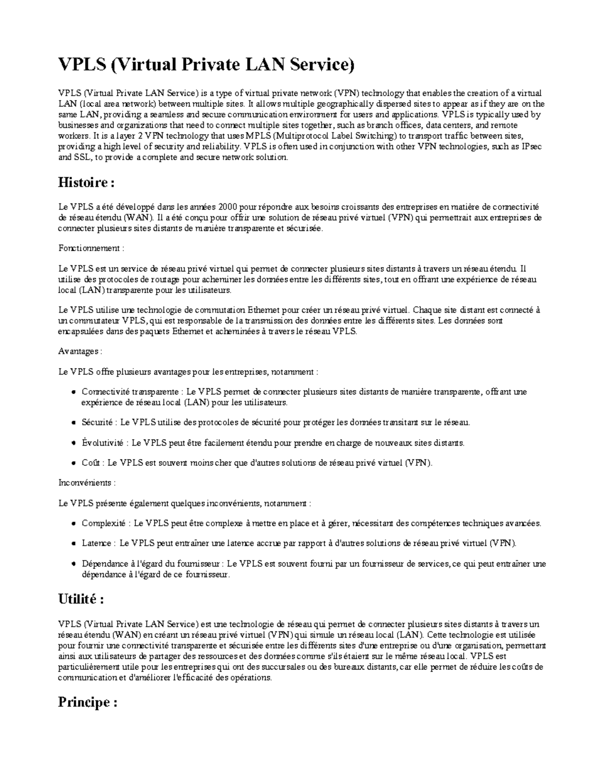 VPLS (Virtual Private LAN Service) - It allows multiple geographically ...