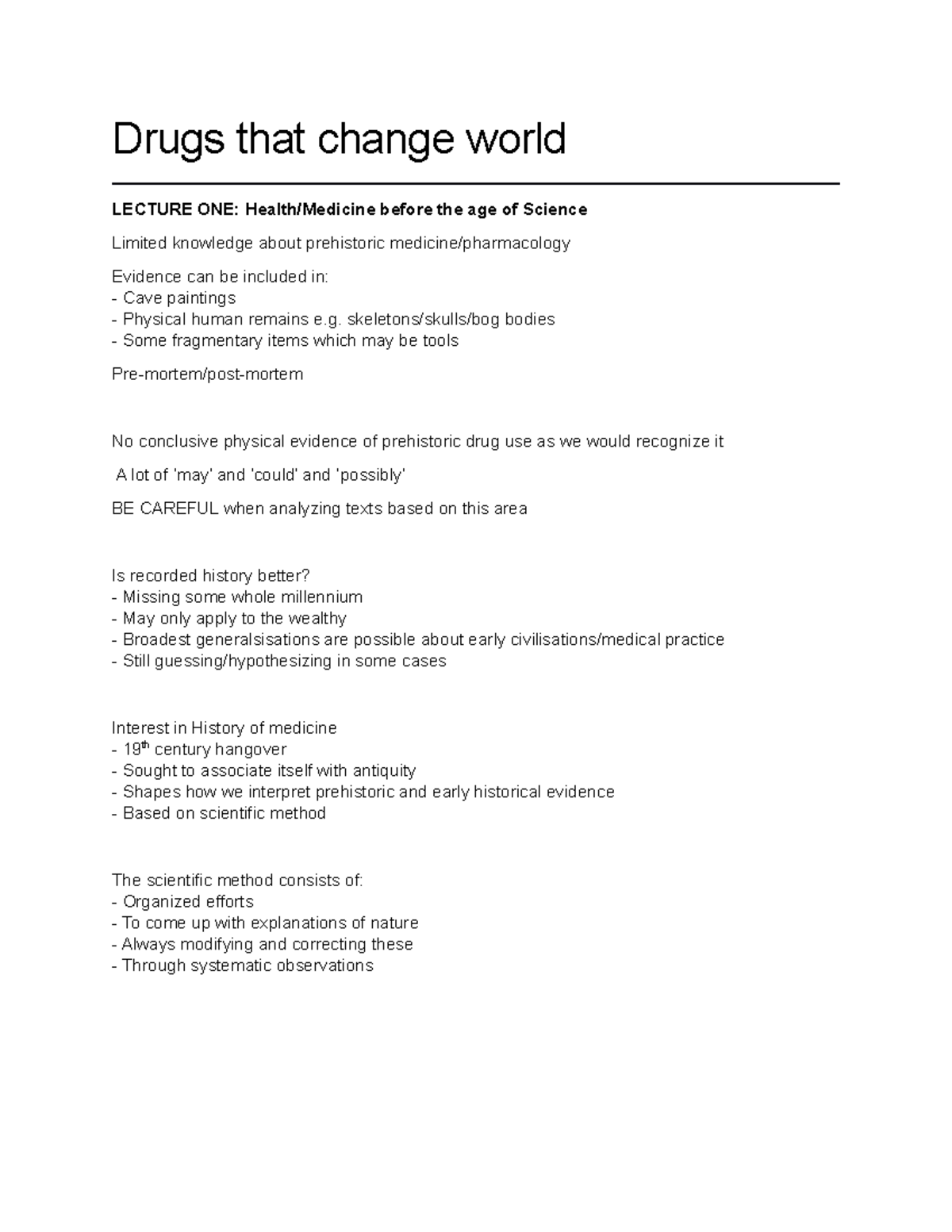 Drugs Lecture Notes Sem 2 - Drugs that change world LECTURE ONE: Health ...