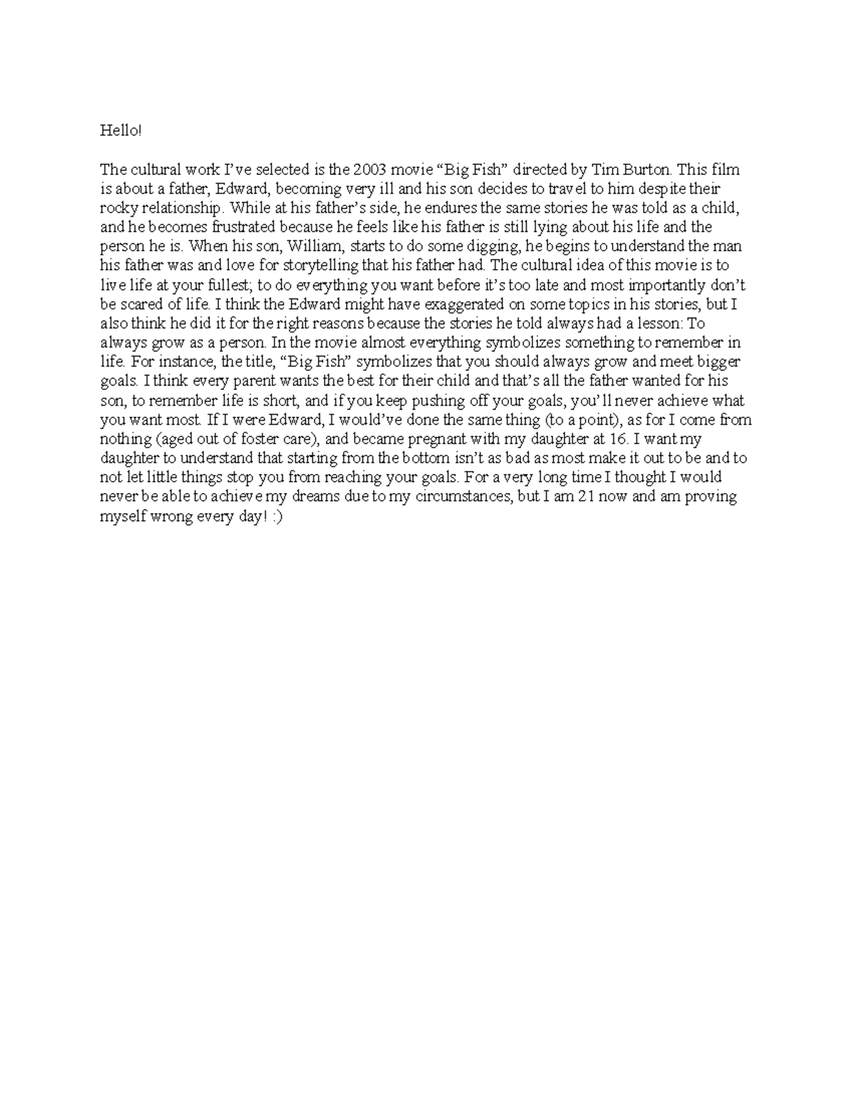 Module 3 discussion - Hello! The cultural work I’ve selected is the ...