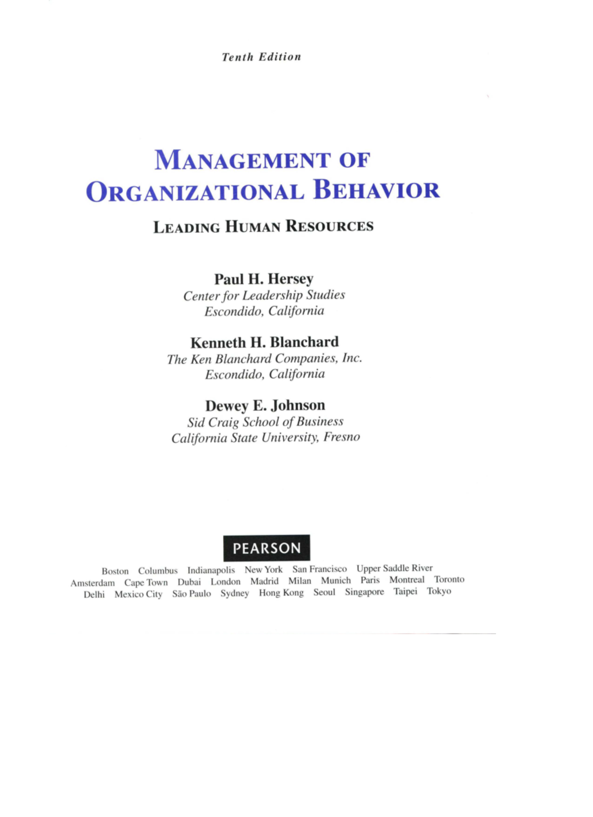 Management of Organizational Behavior Read Sample 0001 - HSA 3110 - Studocu