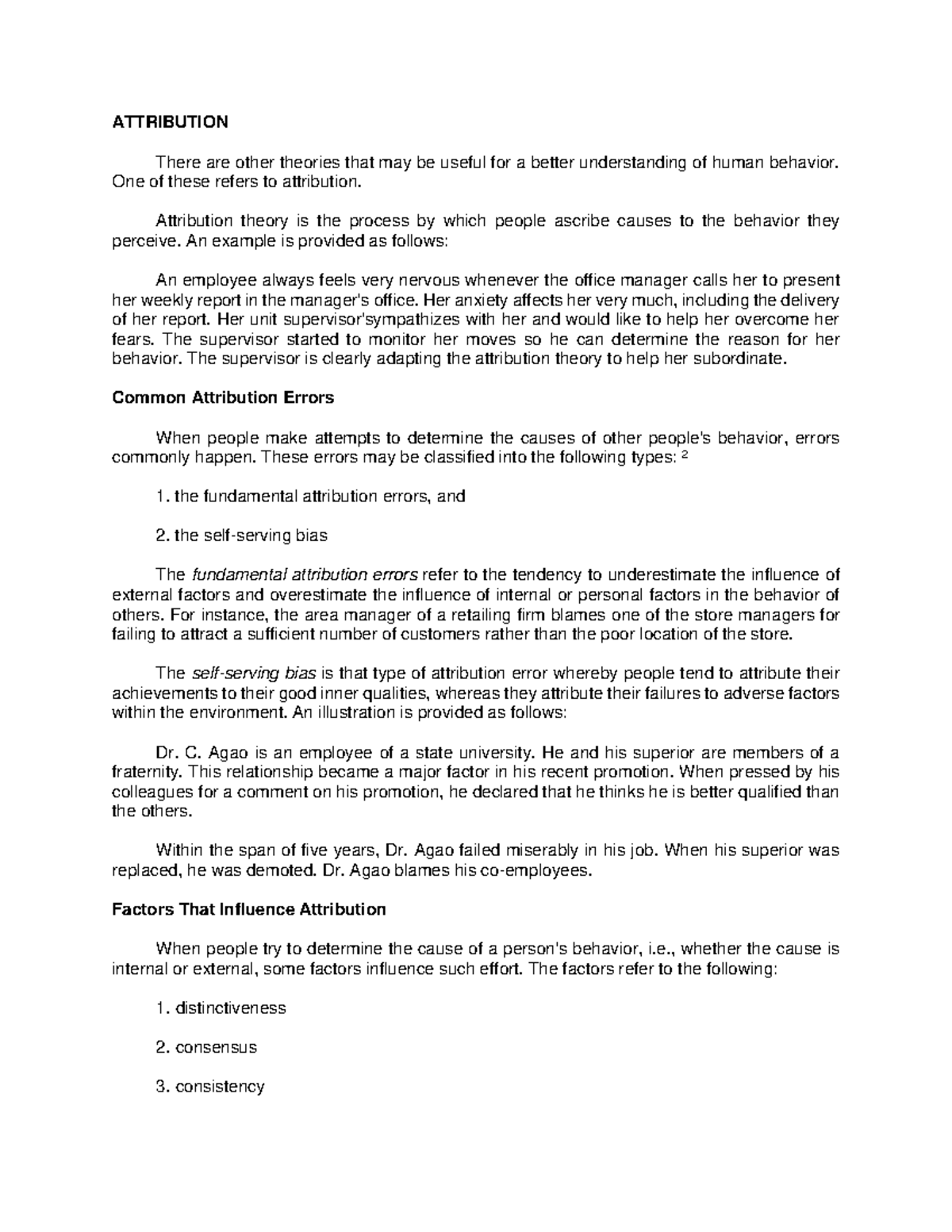 Common Attribution Errors in HBO - ATTRIBUTION There are other theories ...