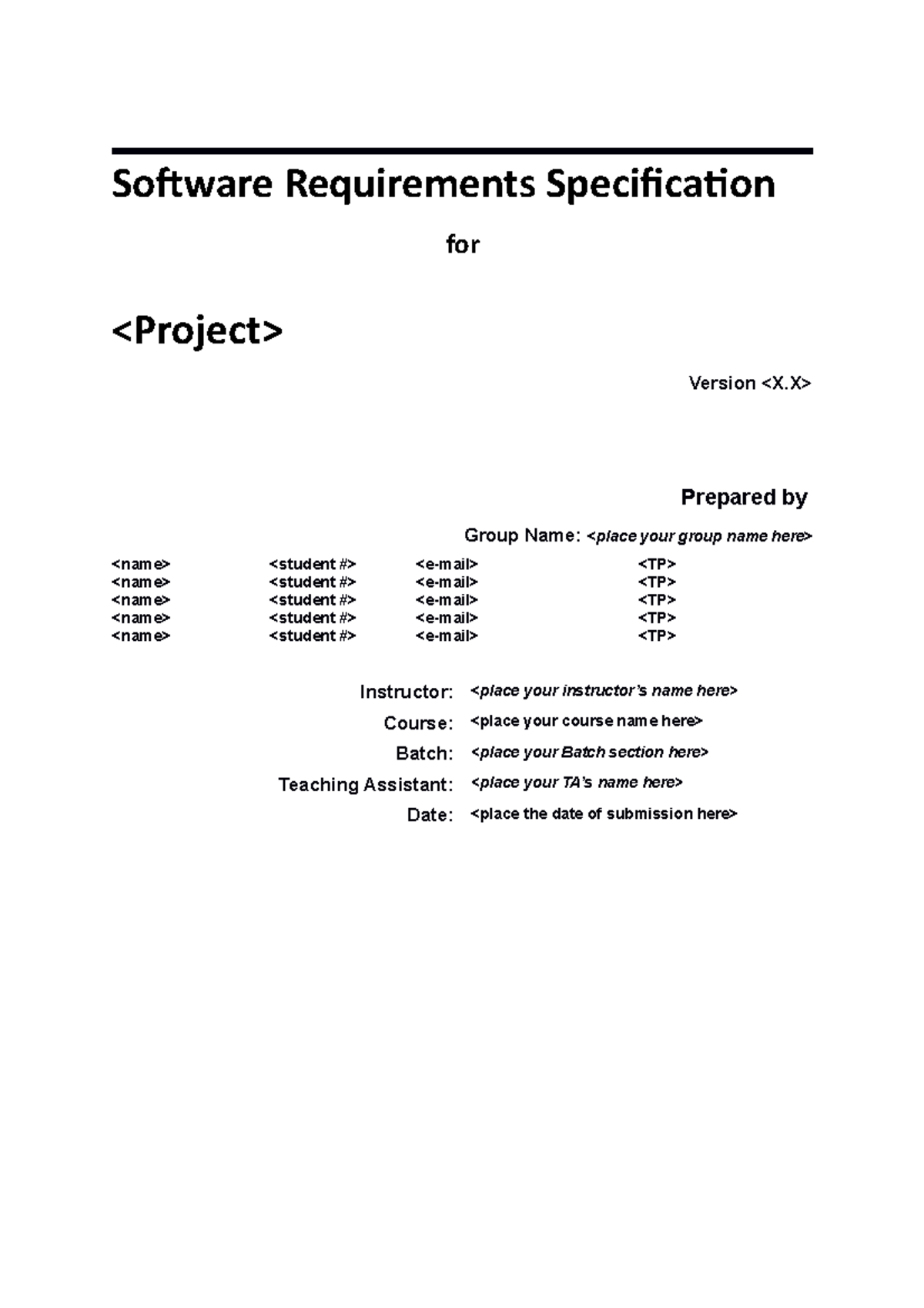 SRS Template for hotel management system - Software Requirements ...